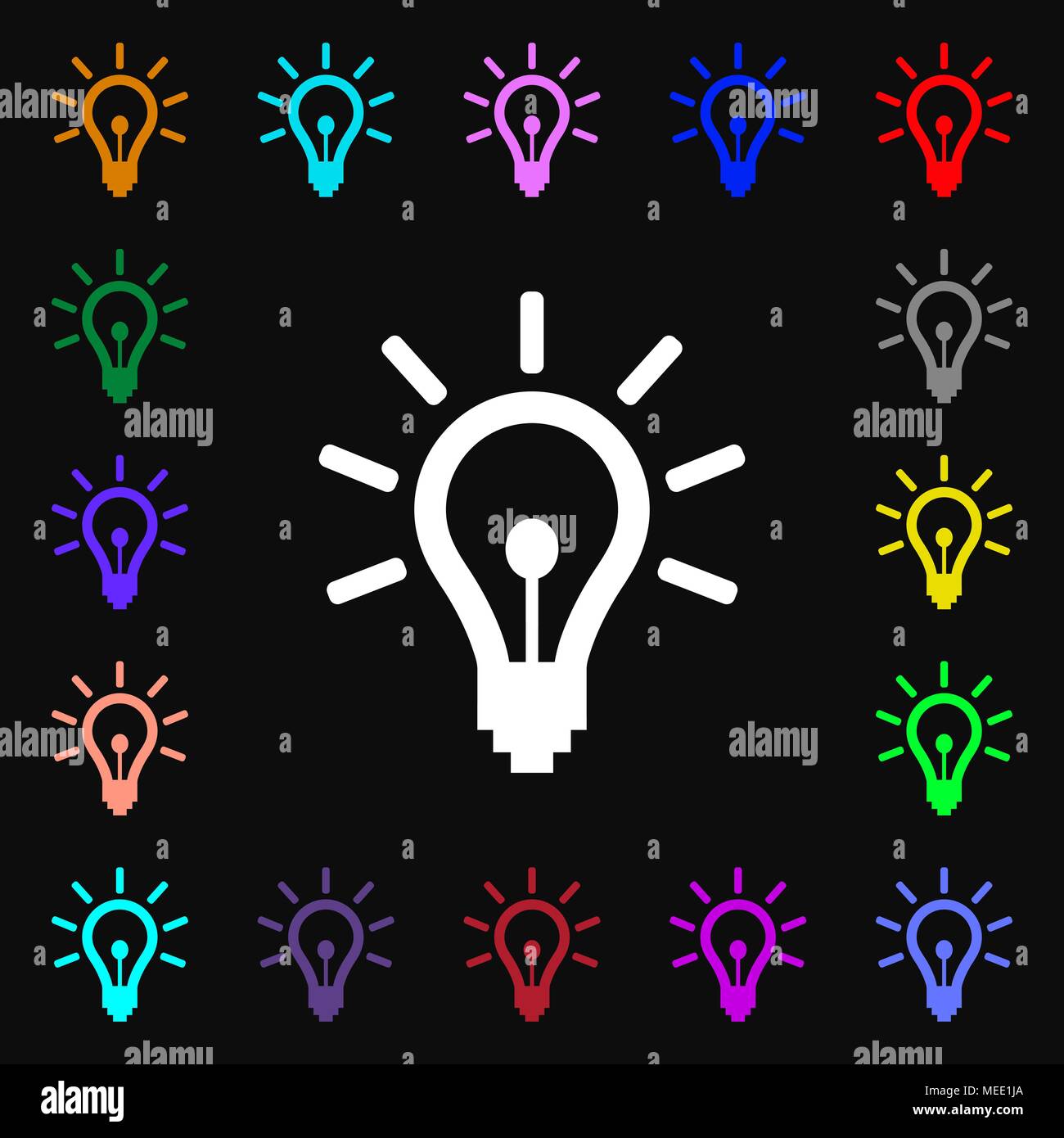 Light bulb icon sign. Lots of colorful symbols for your design. Vector ...