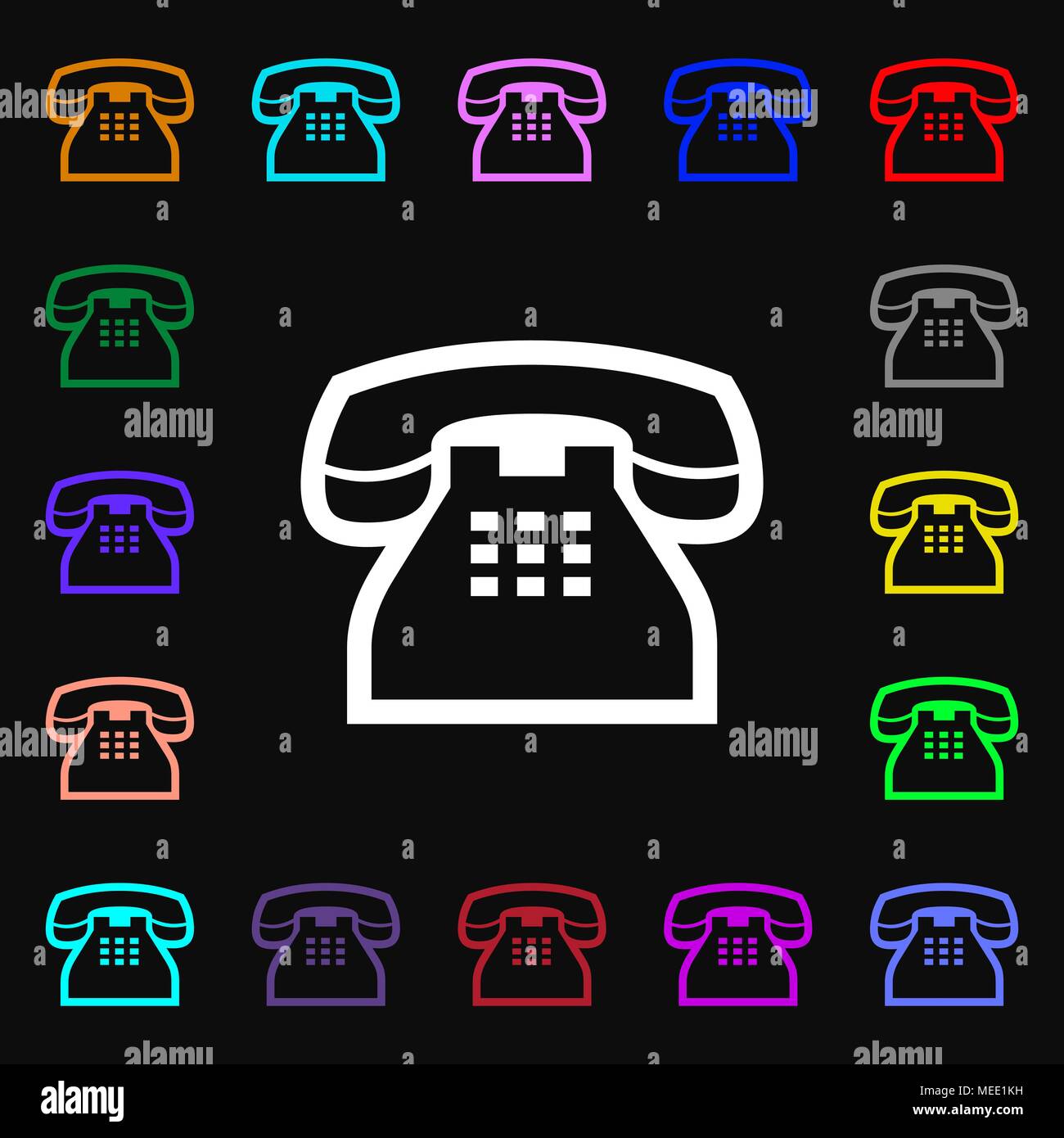 retro telephone handset icon sign. Lots of colorful symbols for your ...