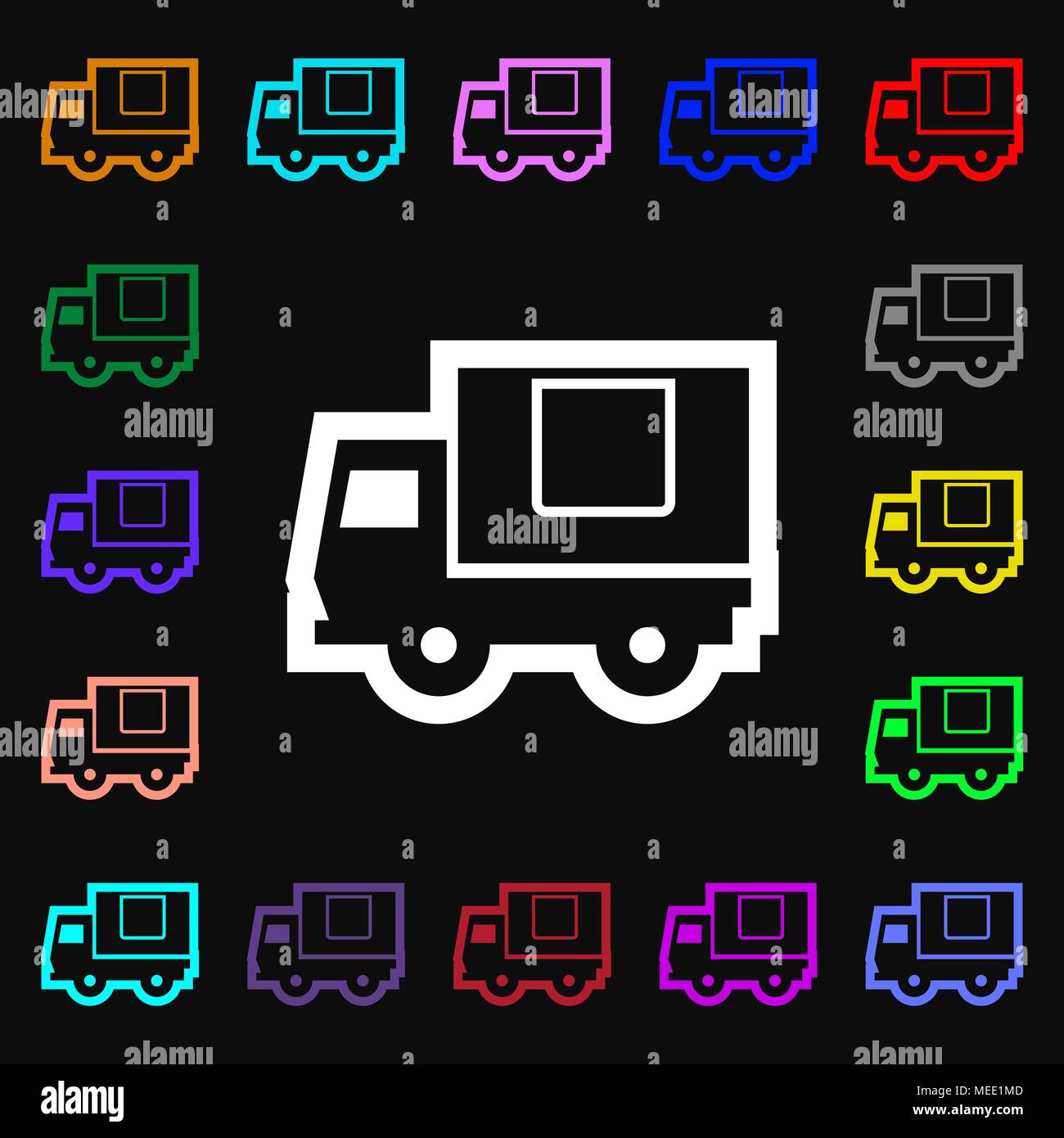 Delivery truck icon sign. Lots of colorful symbols for your design ...
