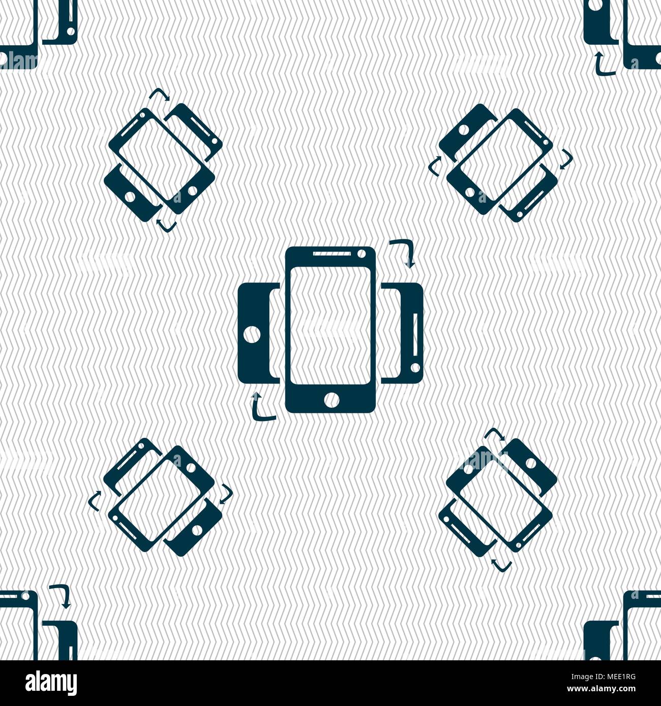 Synchronization sign icon. smartphones sync symbol. Data exchange. Seamless pattern with ...