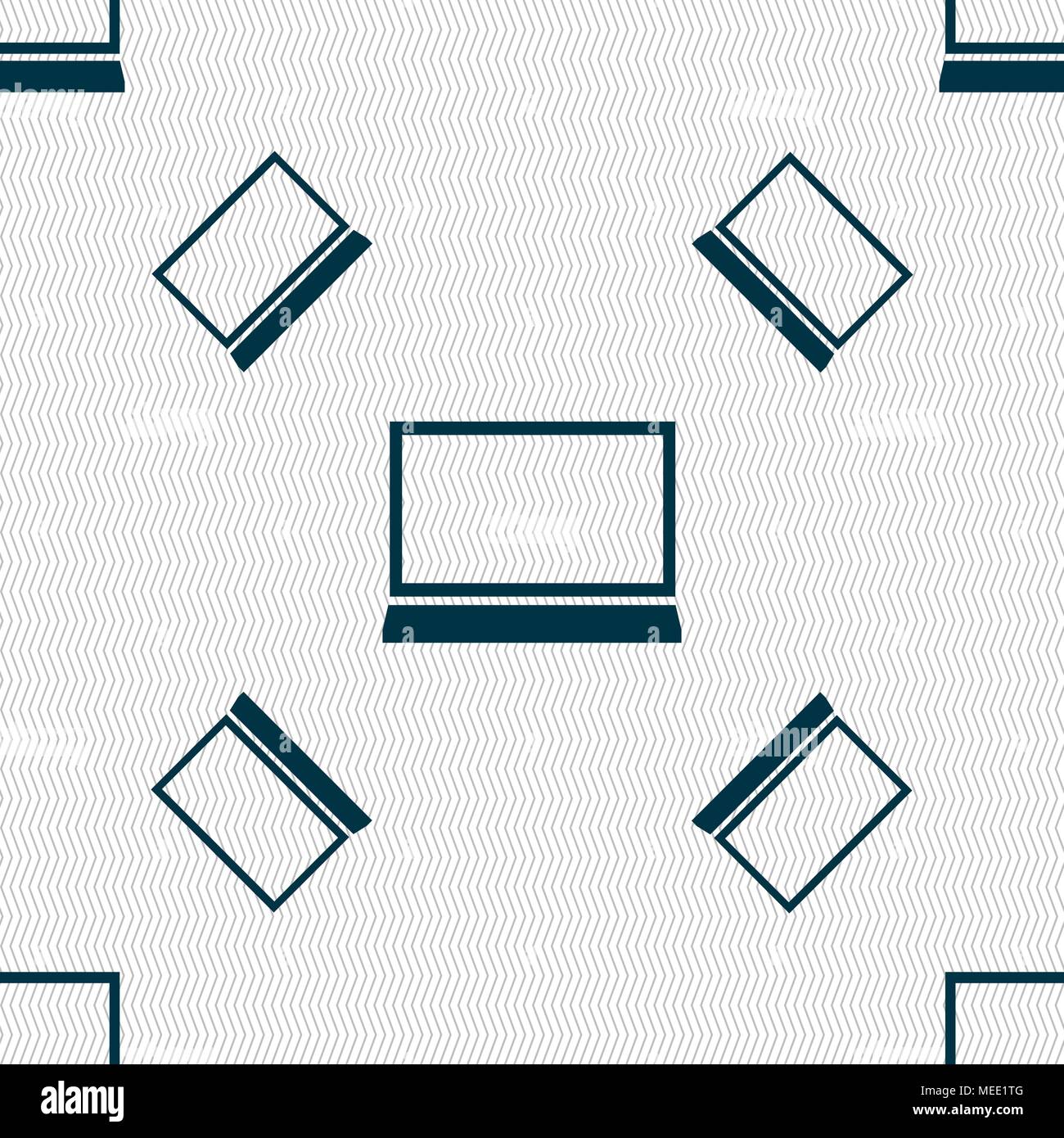 Laptop sign icon. Notebook pc symbol. Seamless pattern with geometric ...