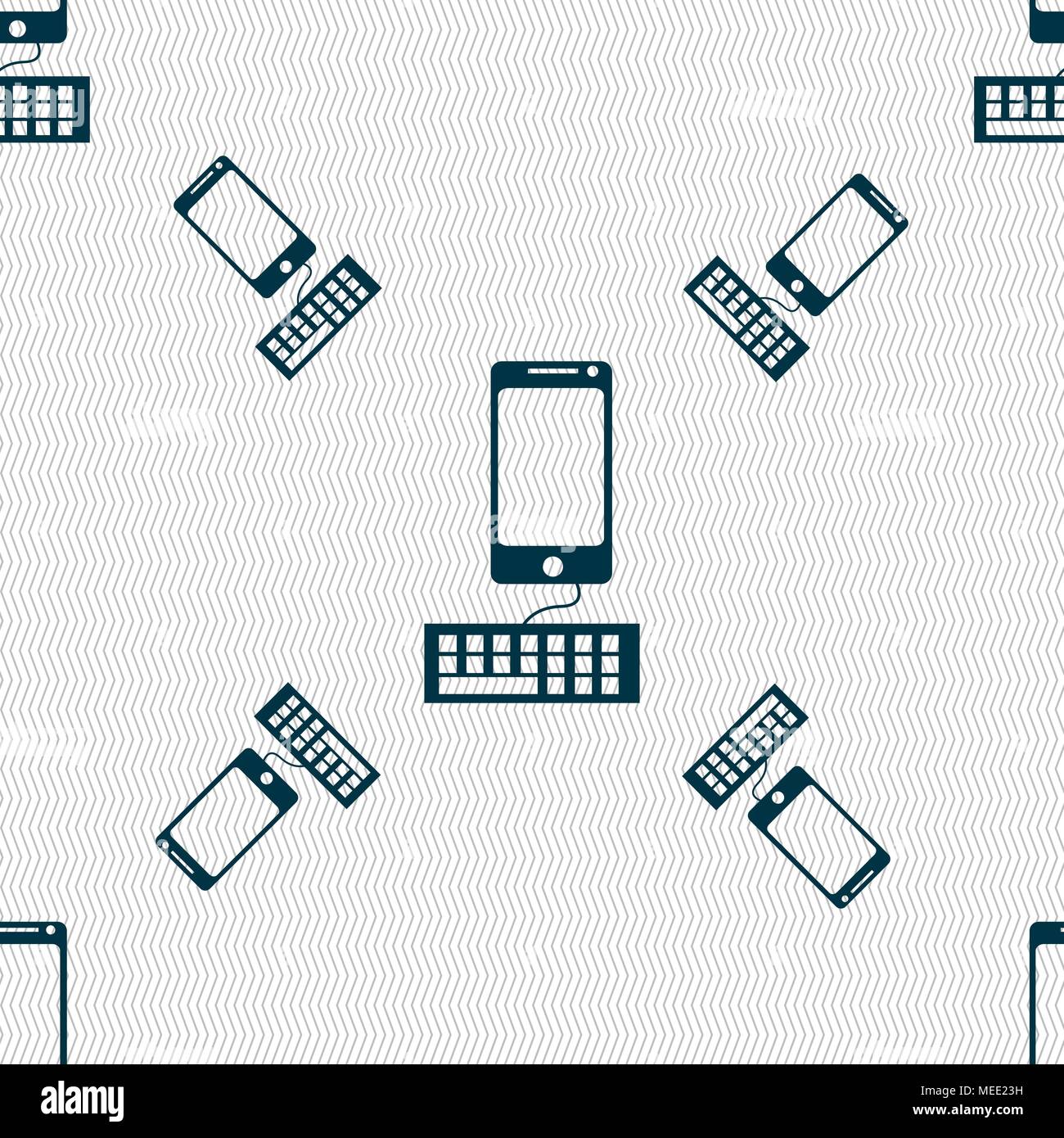 Computer keyboard and smatphone Icon. Seamless pattern with geometric texture. Vector ...