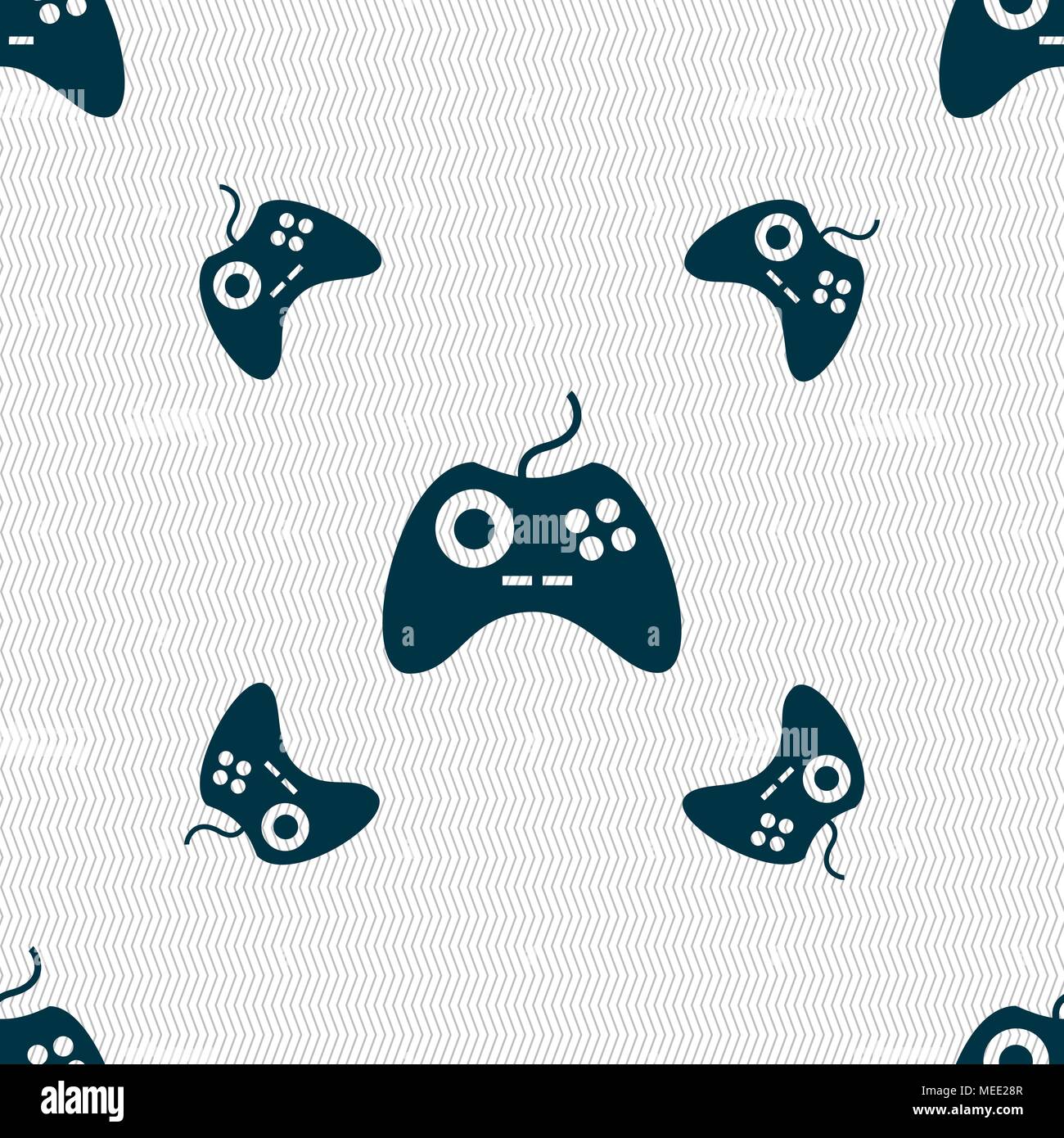 Joystick sign icon. Video game symbol. Seamless pattern with geometric ...