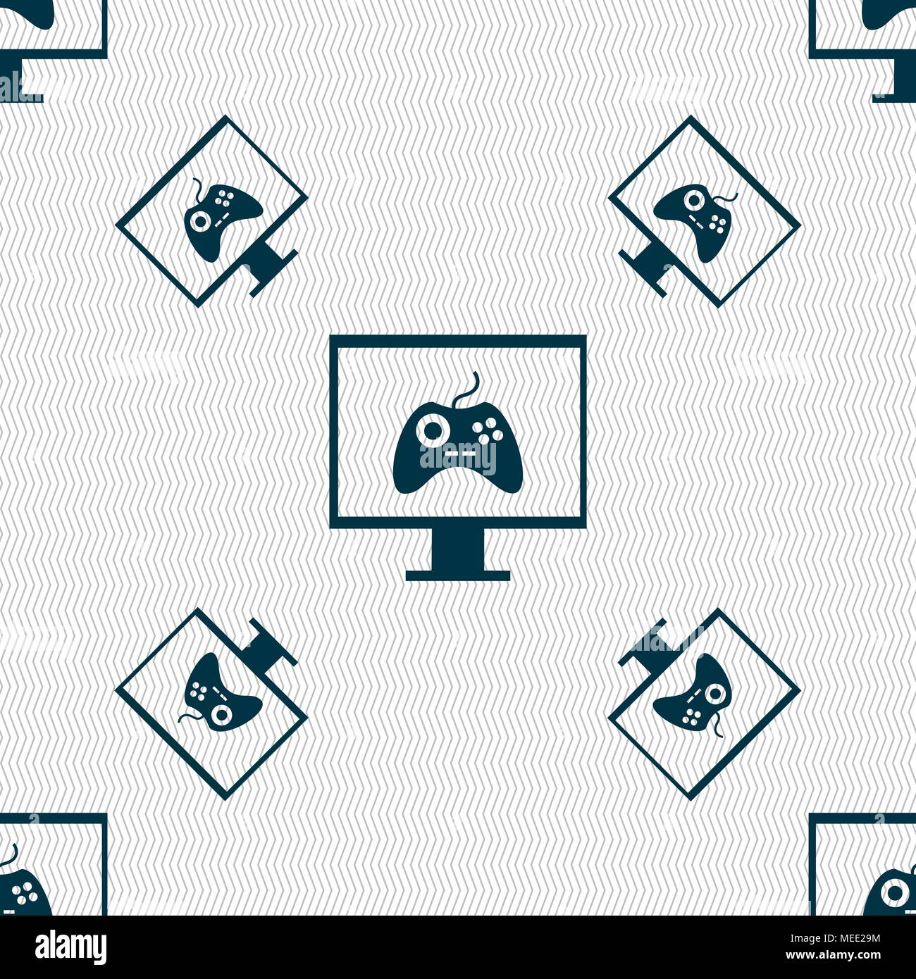 Joystick and monitor sign icon. Video game symbol. Seamless pattern ...