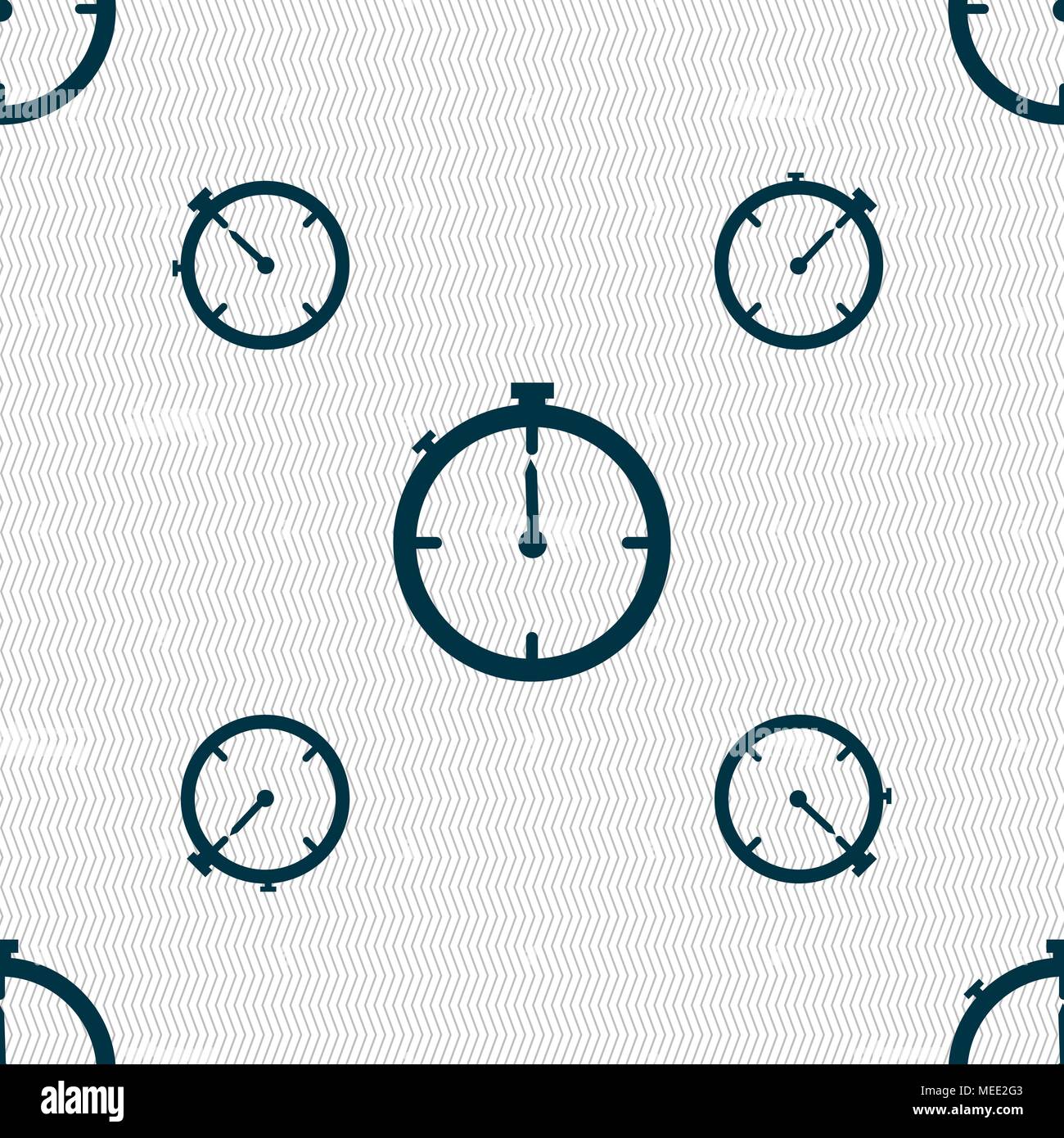 Timer sign icon. Stopwatch symbol.. Seamless pattern with geometric ...