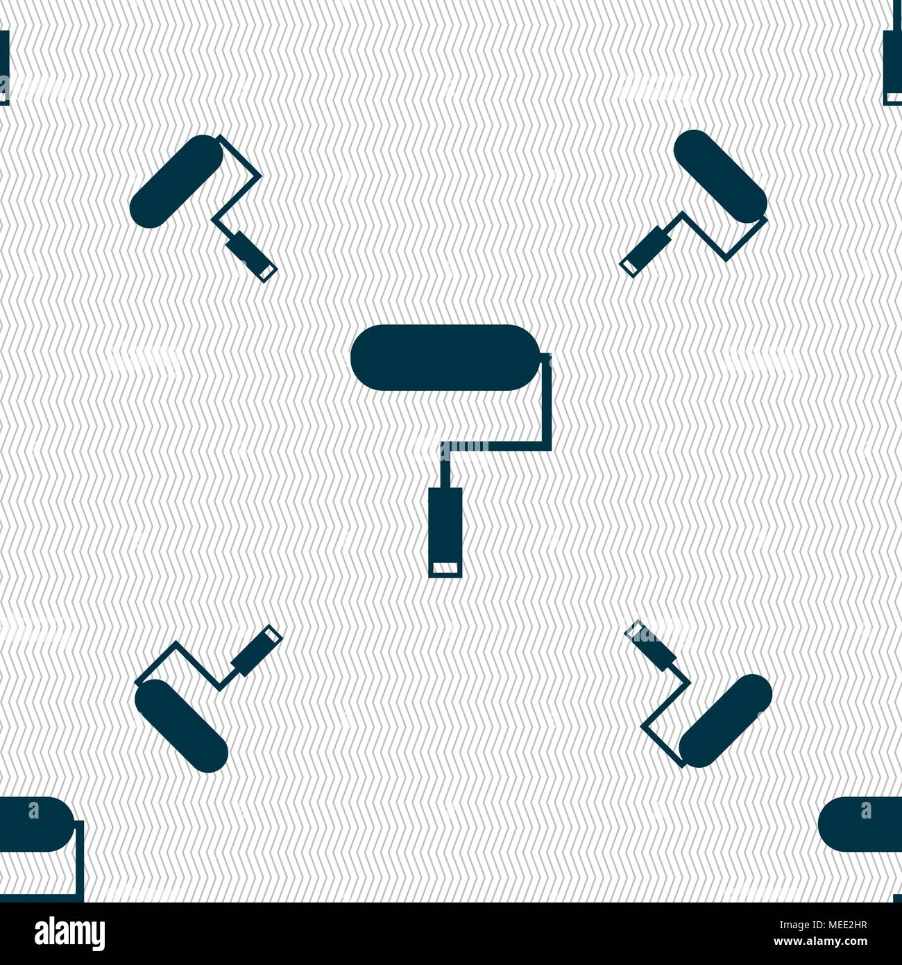 Paint roller sign icon. Painting tool symbol. Seamless pattern with ...