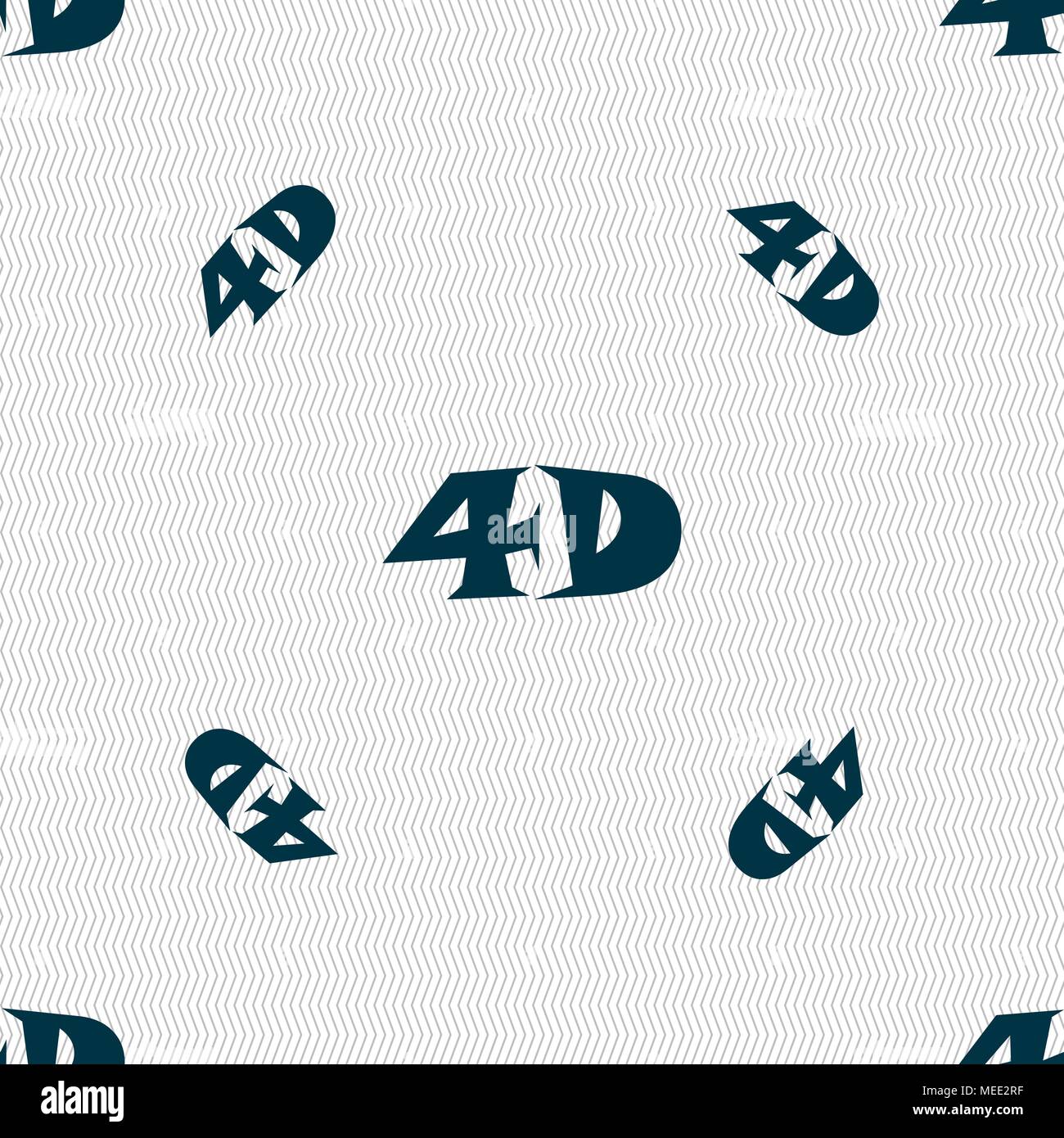 4D sign icon. 4D New technology symbol. Seamless pattern with geometric ...