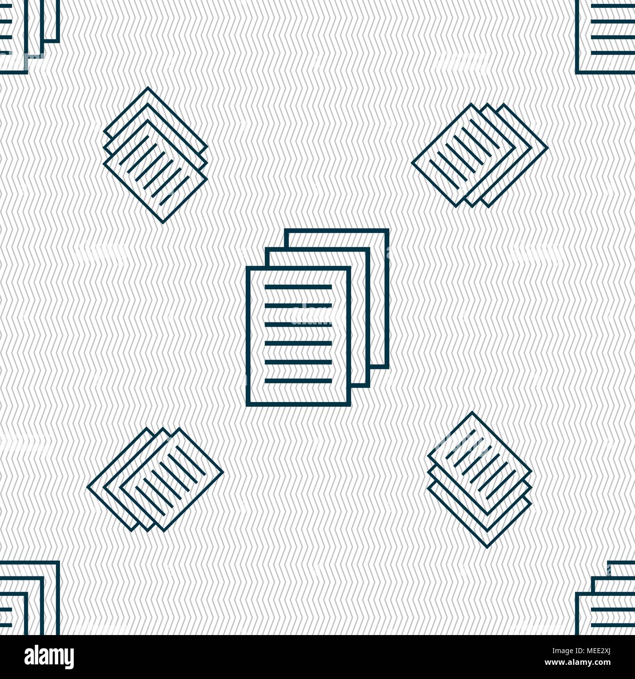 Copy file sign icon. Duplicate document symbol. Seamless pattern with geometric texture. Vector ...