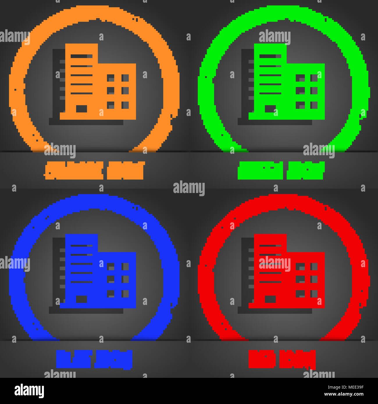 high-rise commercial buildings and residential apartments icon symbol ...