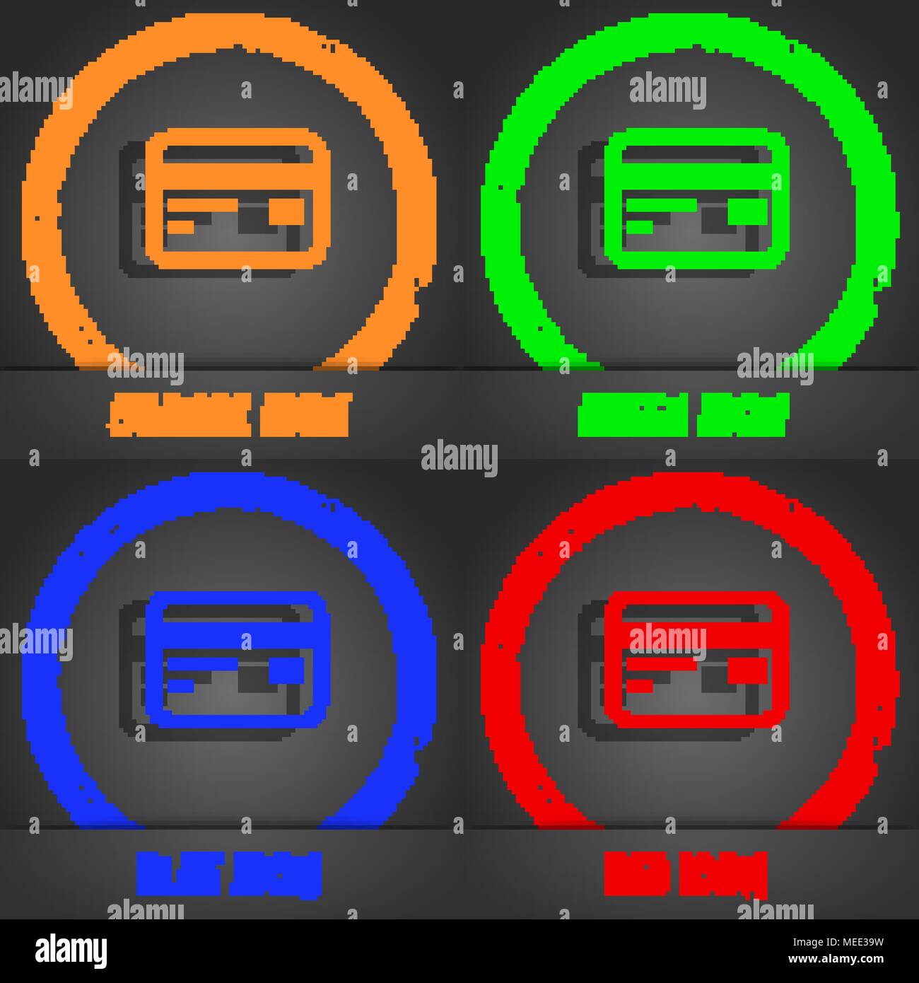 Credit, debit card icon symbol. Fashionable modern style. In the orange ...