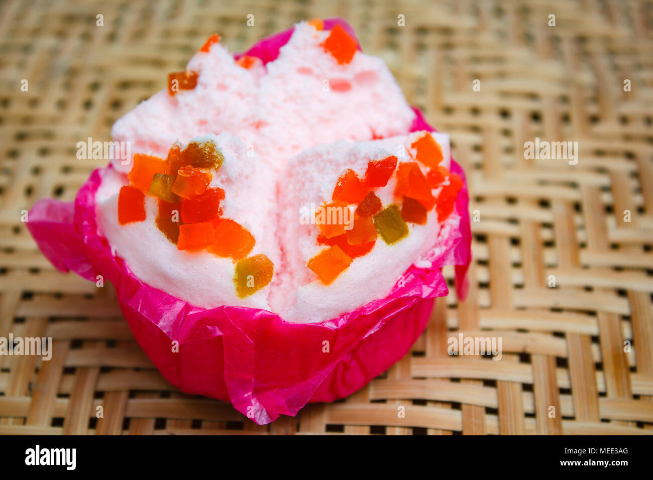 Cotton wool cake (Thai steamed cupcakes), Khanom Pui Fai Stock Photo ...