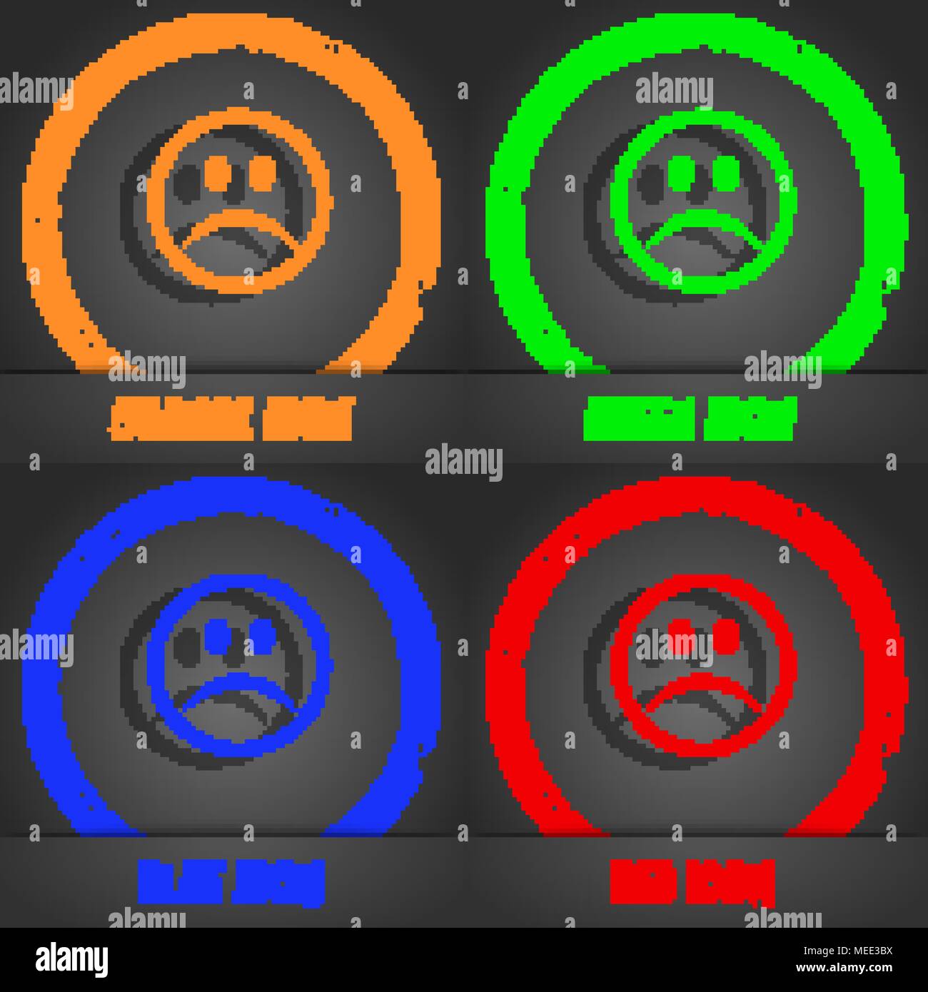 Sad face, Sadness depression icon symbol. Fashionable modern style. In ...