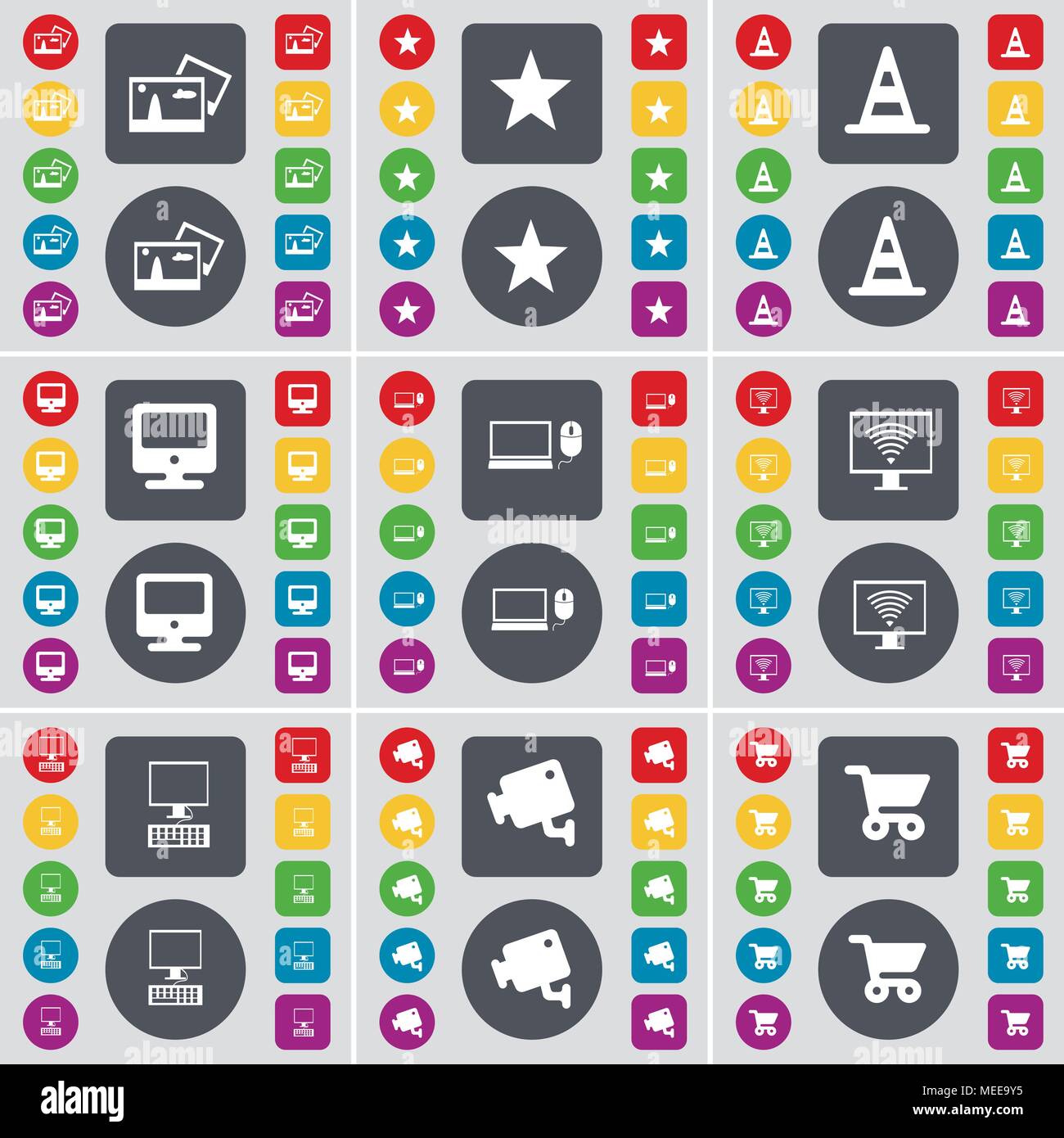 Picture, Star, Cone, Monitor, Laptop, PC, CCTV, Shopping cart icon ...