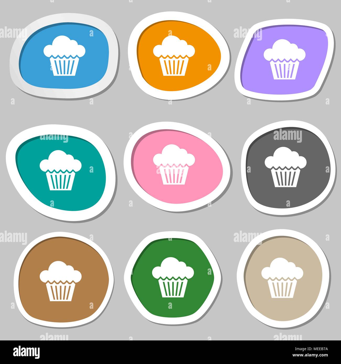 cake symbols. Multicolored paper stickers. Vector illustration Stock ...
