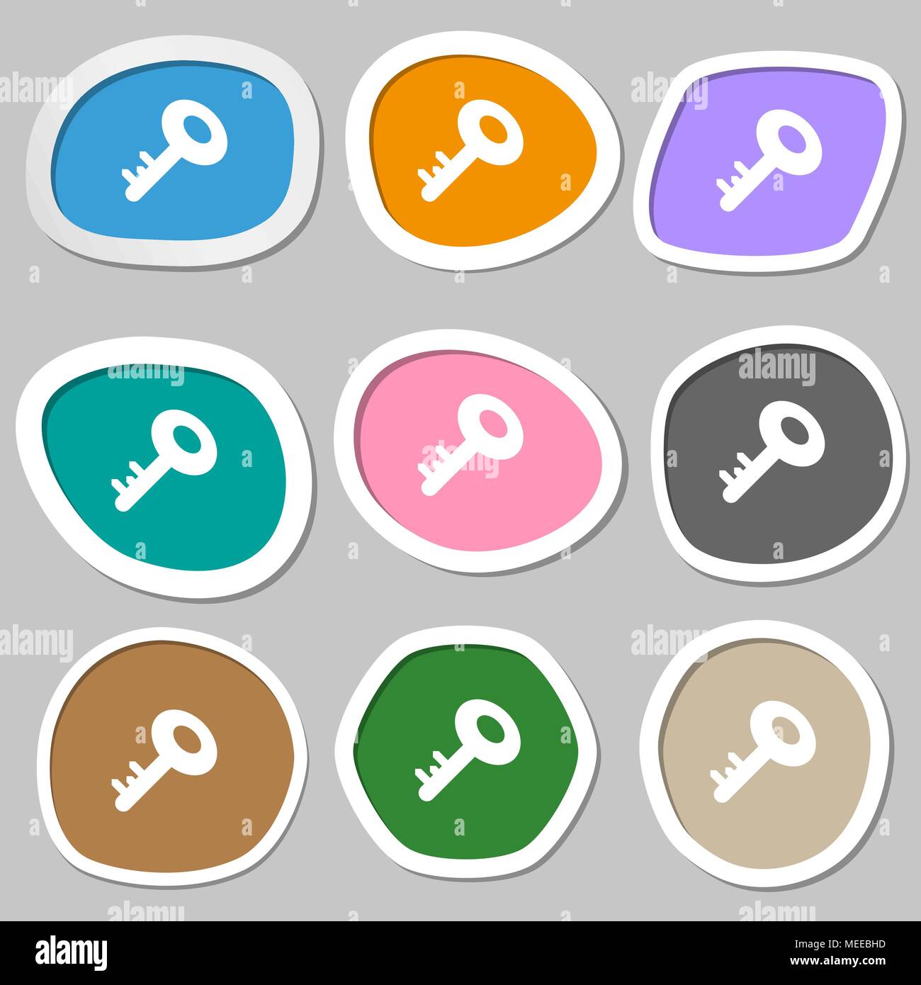 Key symbols. Multicolored paper stickers. Vector illustration Stock ...