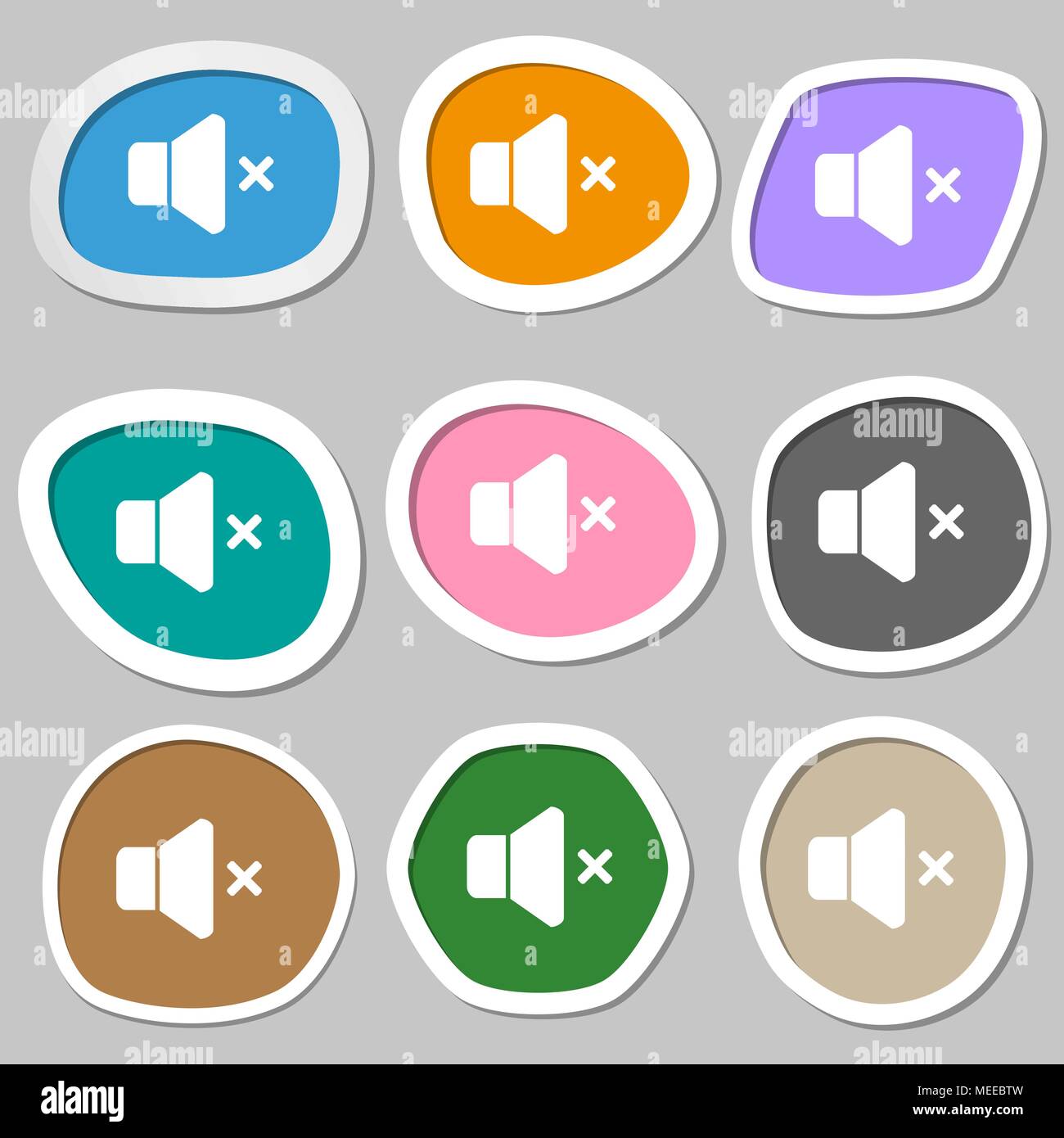 No Volume symbols. Multicolored paper stickers. Vector illustration ...
