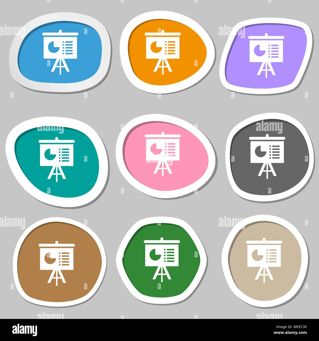 presentation board symbols. Multicolored paper stickers. Vector ...