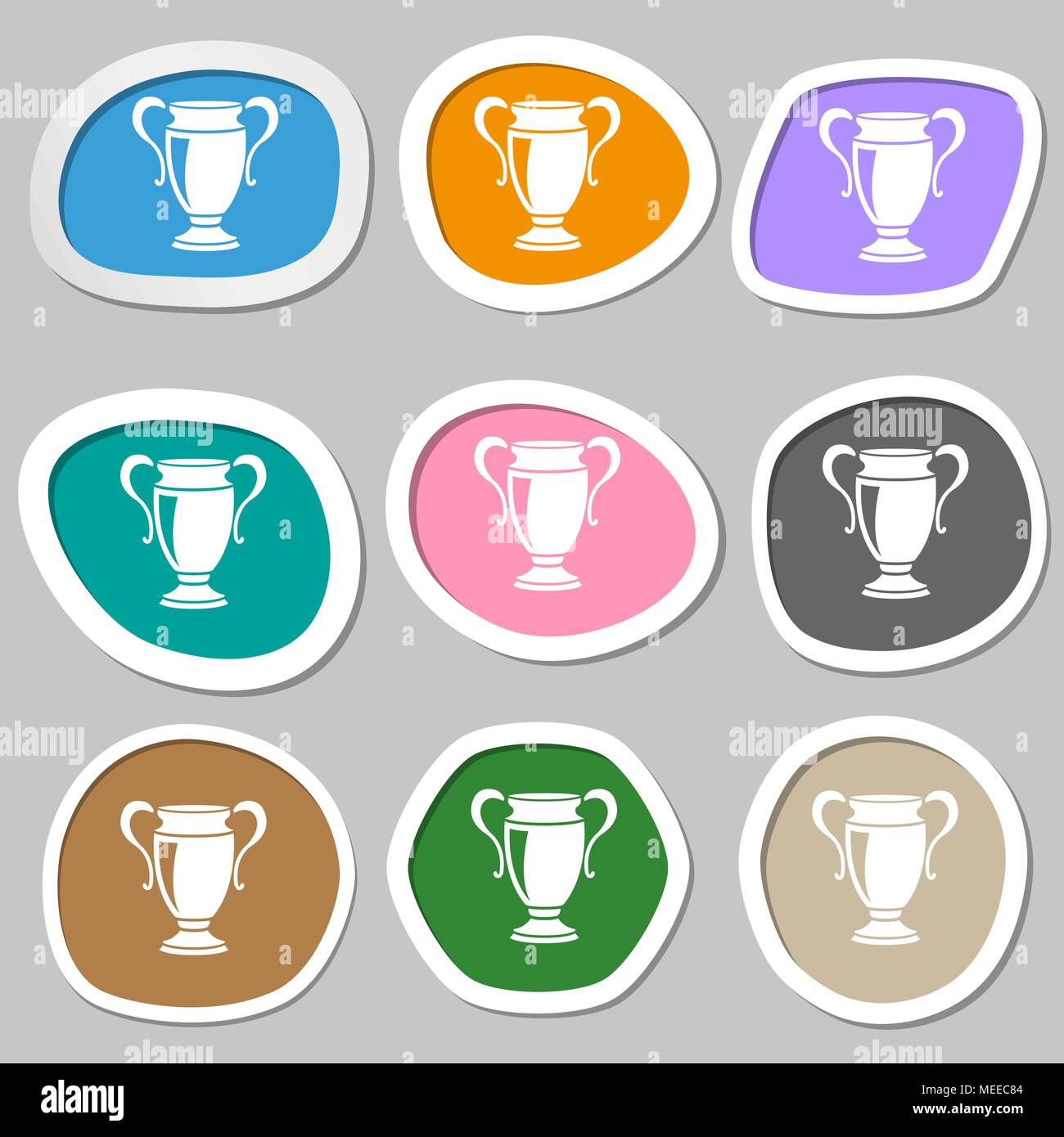 Trophy symbols. Multicolored paper stickers. Vector illustration Stock ...