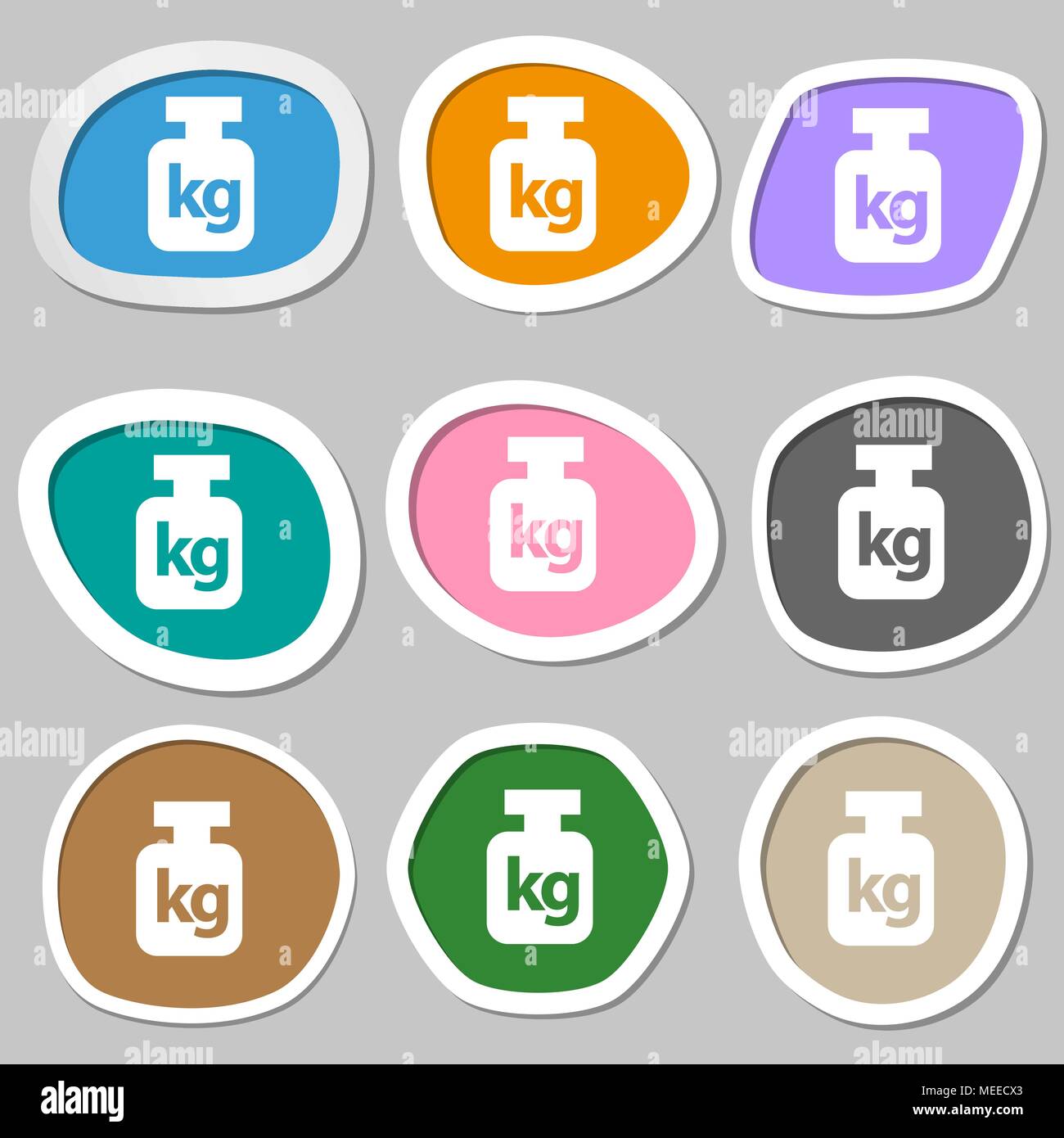 Weight symbols. Multicolored paper stickers. Vector illustration Stock ...