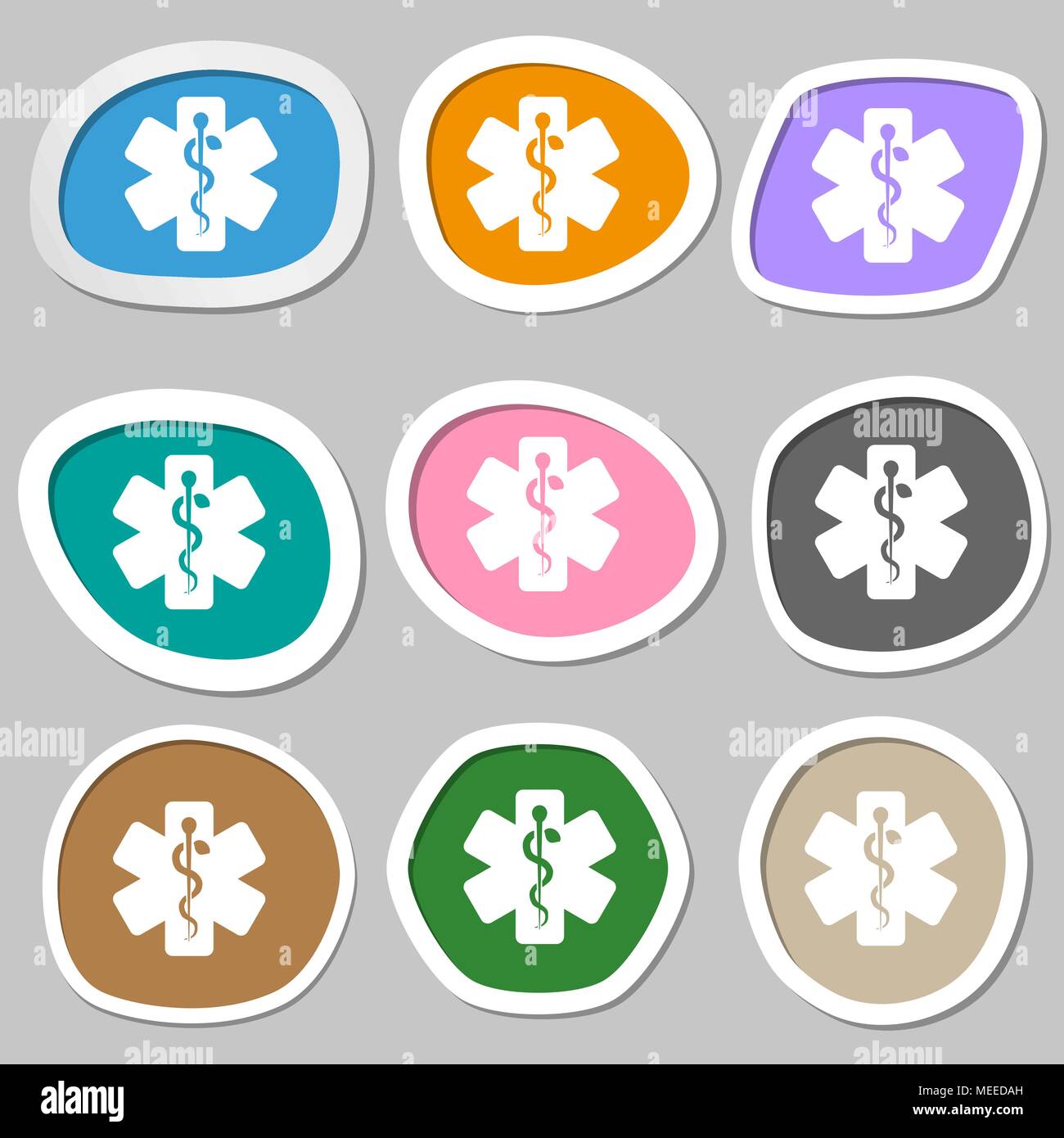 Medicine symbols. Multicolored paper stickers. Vector illustration ...