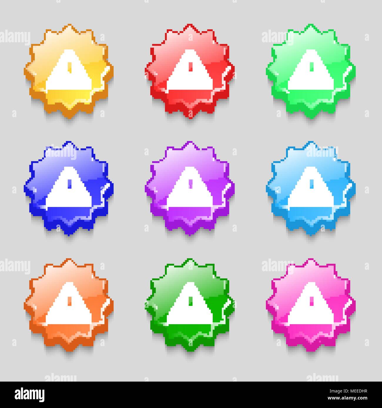 exclamation mark, Attention caution icon sign. symbol on nine wavy ...