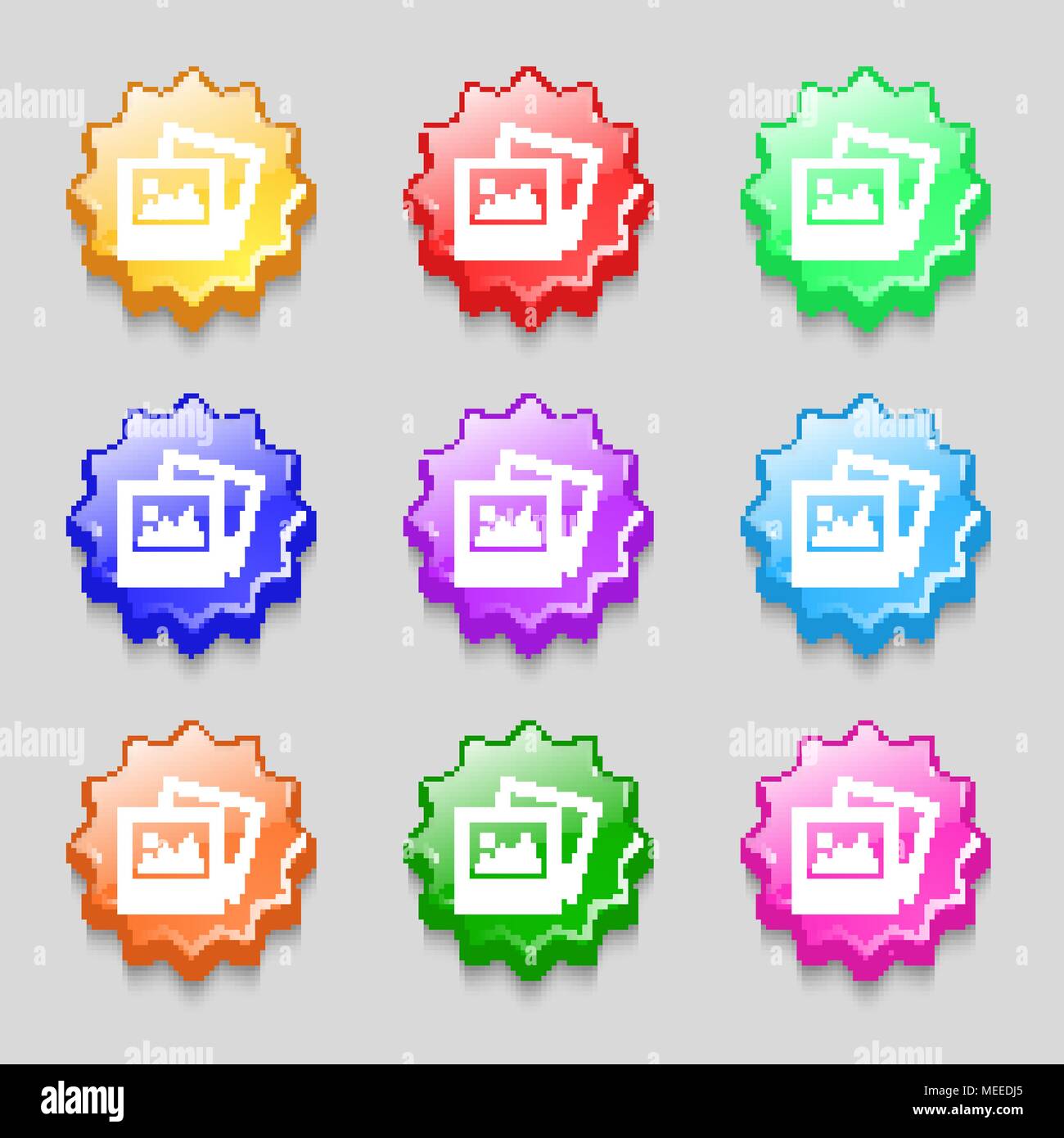File JPG icon sign. symbol on nine wavy colourful buttons. Vector illustration Stock Vector ...
