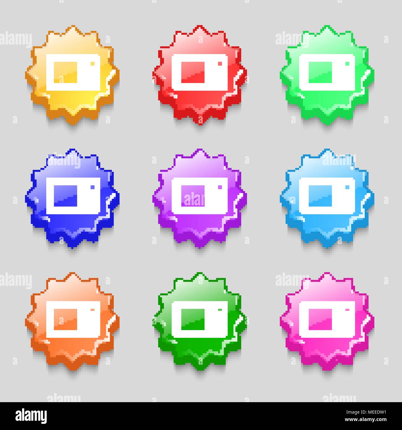 microwave icon sign. symbol on nine wavy colourful buttons. Vector ...