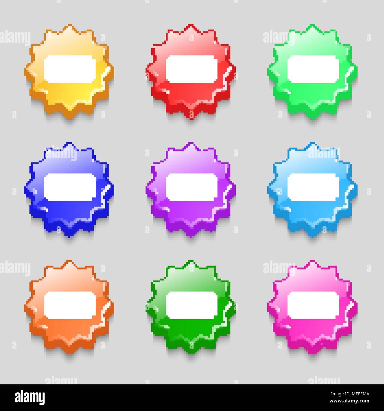 Ticket icon sign. symbol on nine wavy colourful buttons. Vector ...