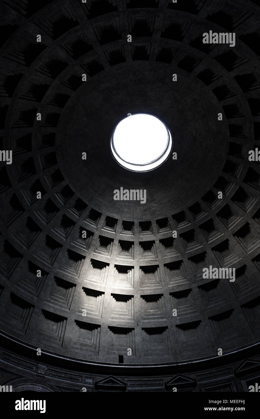 view of the ceiling of the Pantheon in Rome Stock Photo - Alamy