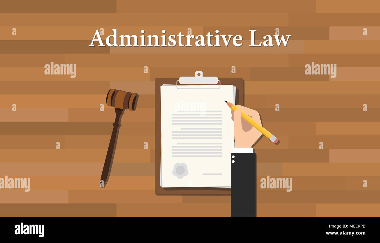 administrative law concept with hand writing paper document on ...