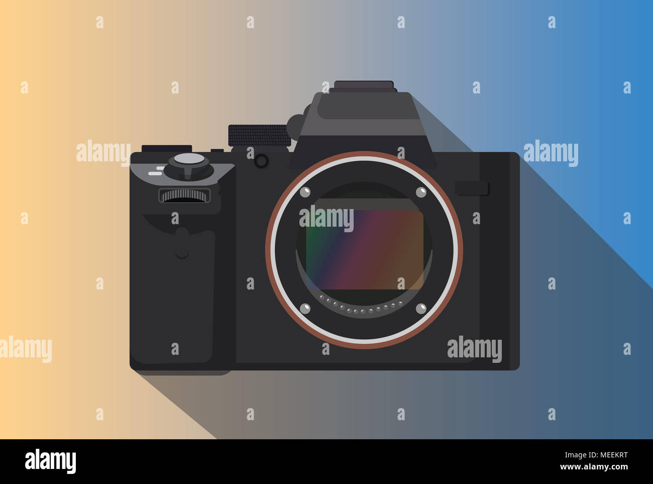 a mirrorless camera isolated with long shadow body only without lens ...