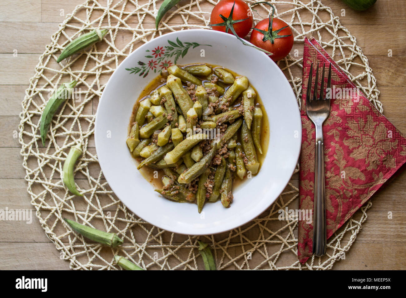 Turkish Okra Food Bamya Stock Photo - Alamy