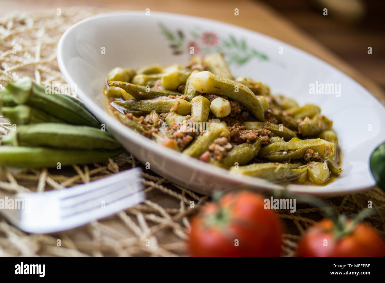 Turkish Okra Food Bamya Stock Photo - Alamy