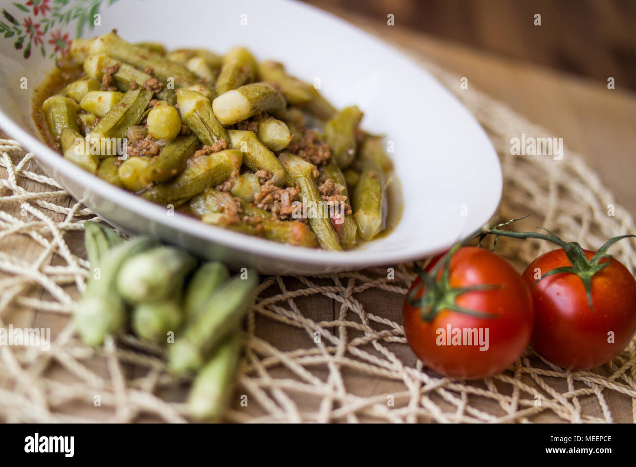 Turkish Okra Food Bamya Stock Photo - Alamy