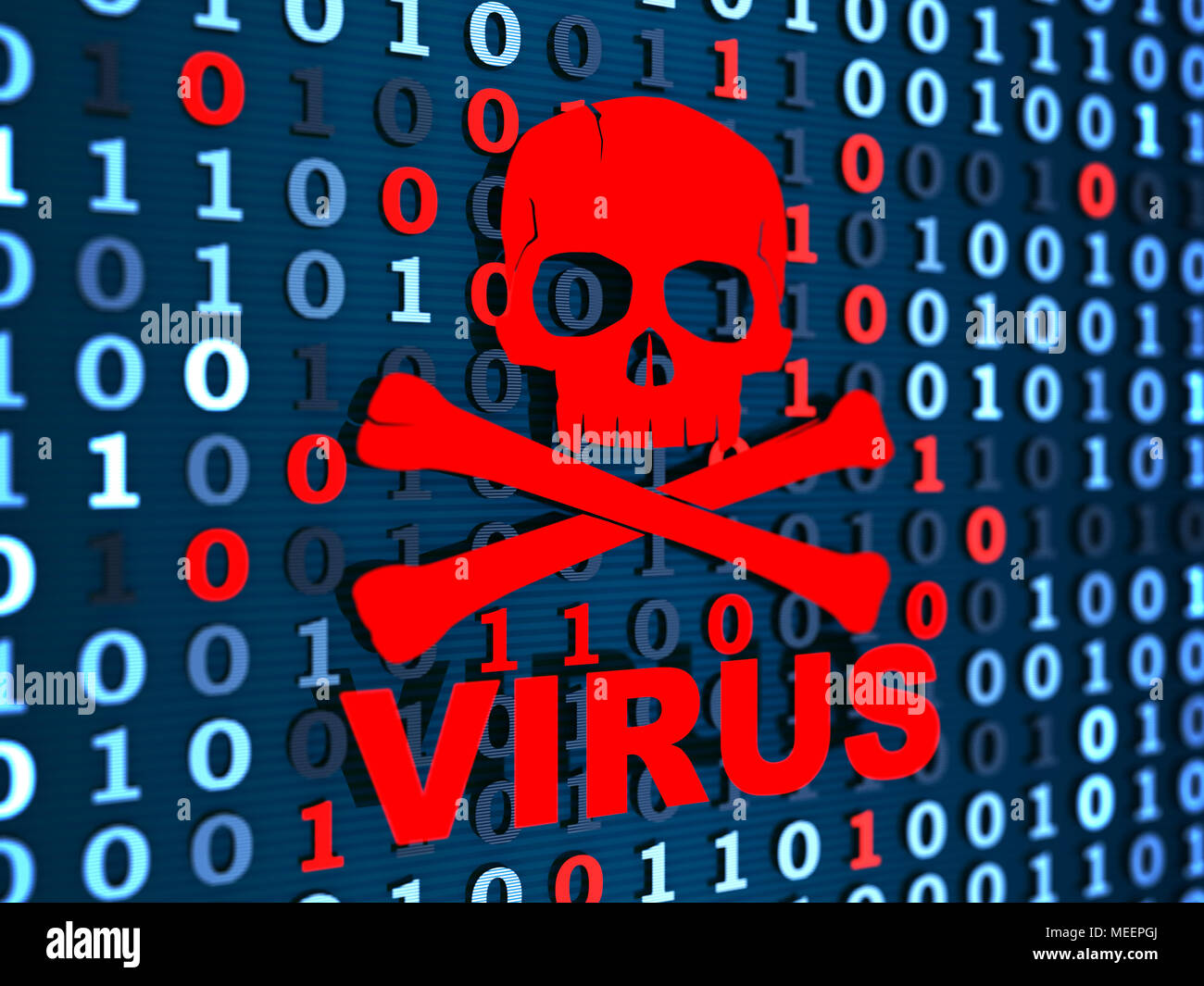 Computer virus and binary code. 3d illustration Stock Photo - Alamy