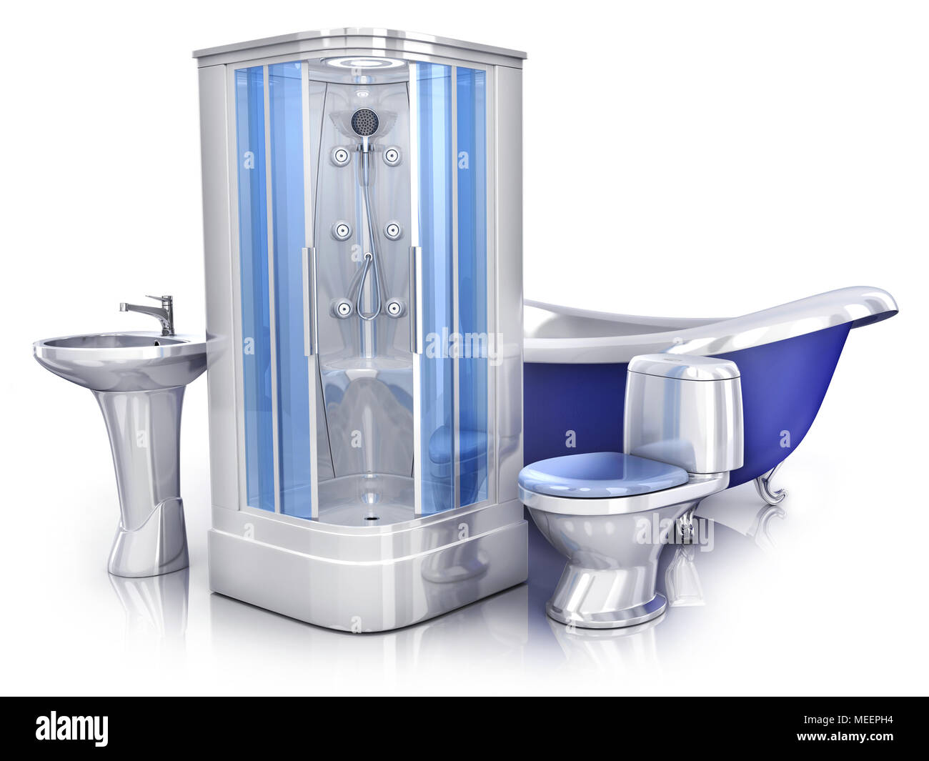 Sanitary engineering 3d on white background. 3d illustration Stock ...