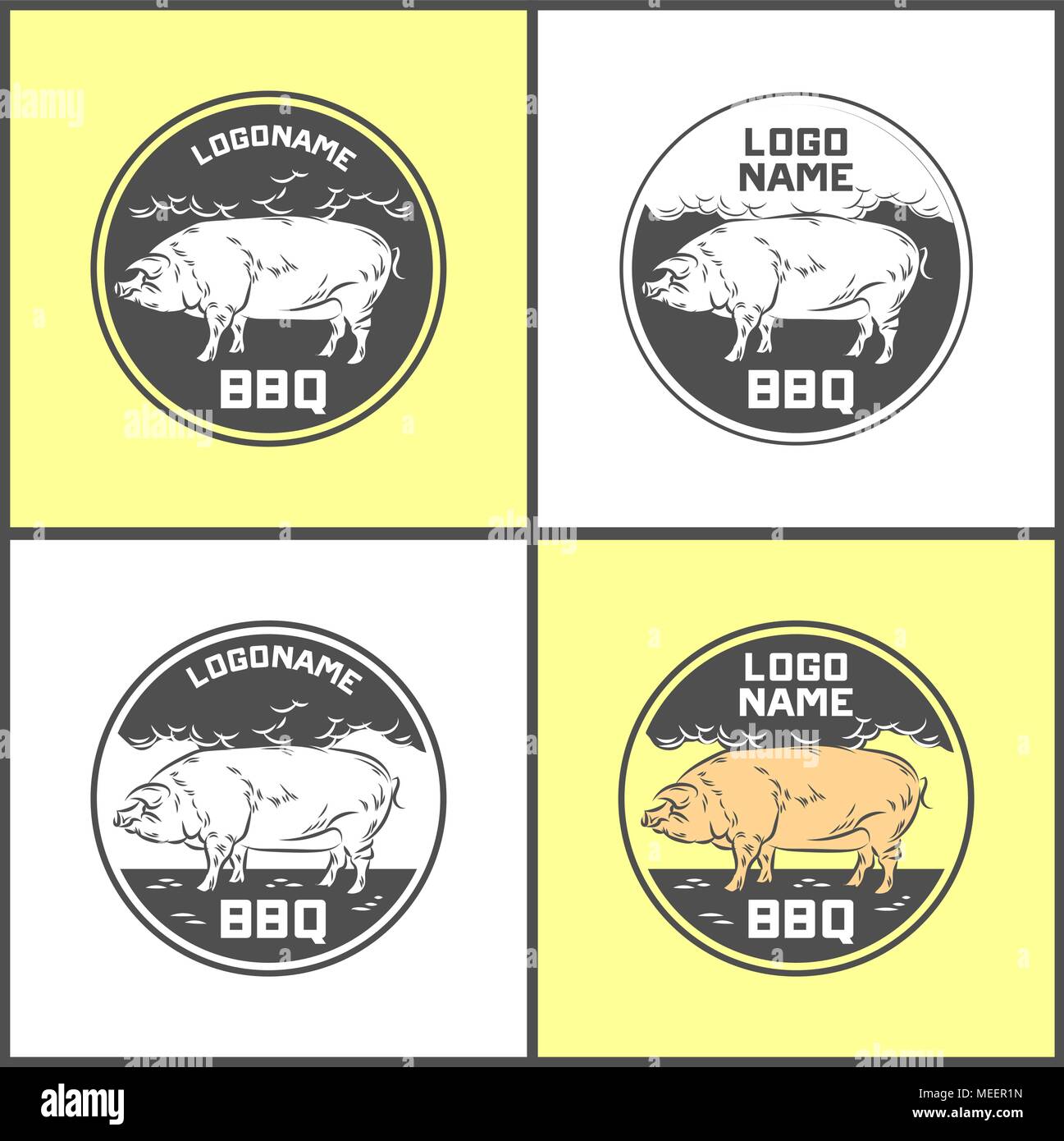 Set of Pig farm fresh pork meat emblems design , logo, label, symbol ...