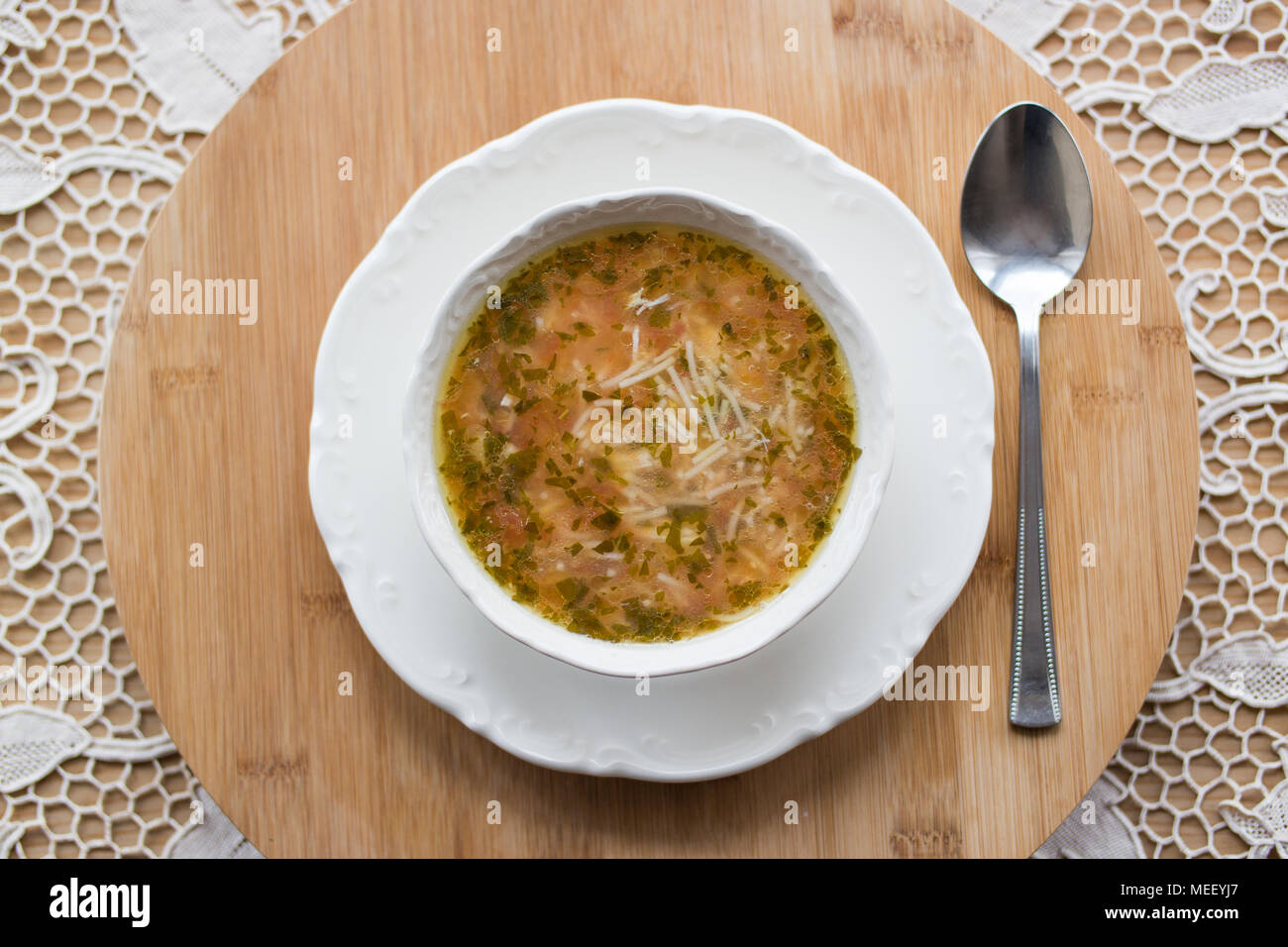 Traditional turkish chicken broth soup Stock Photo - Alamy
