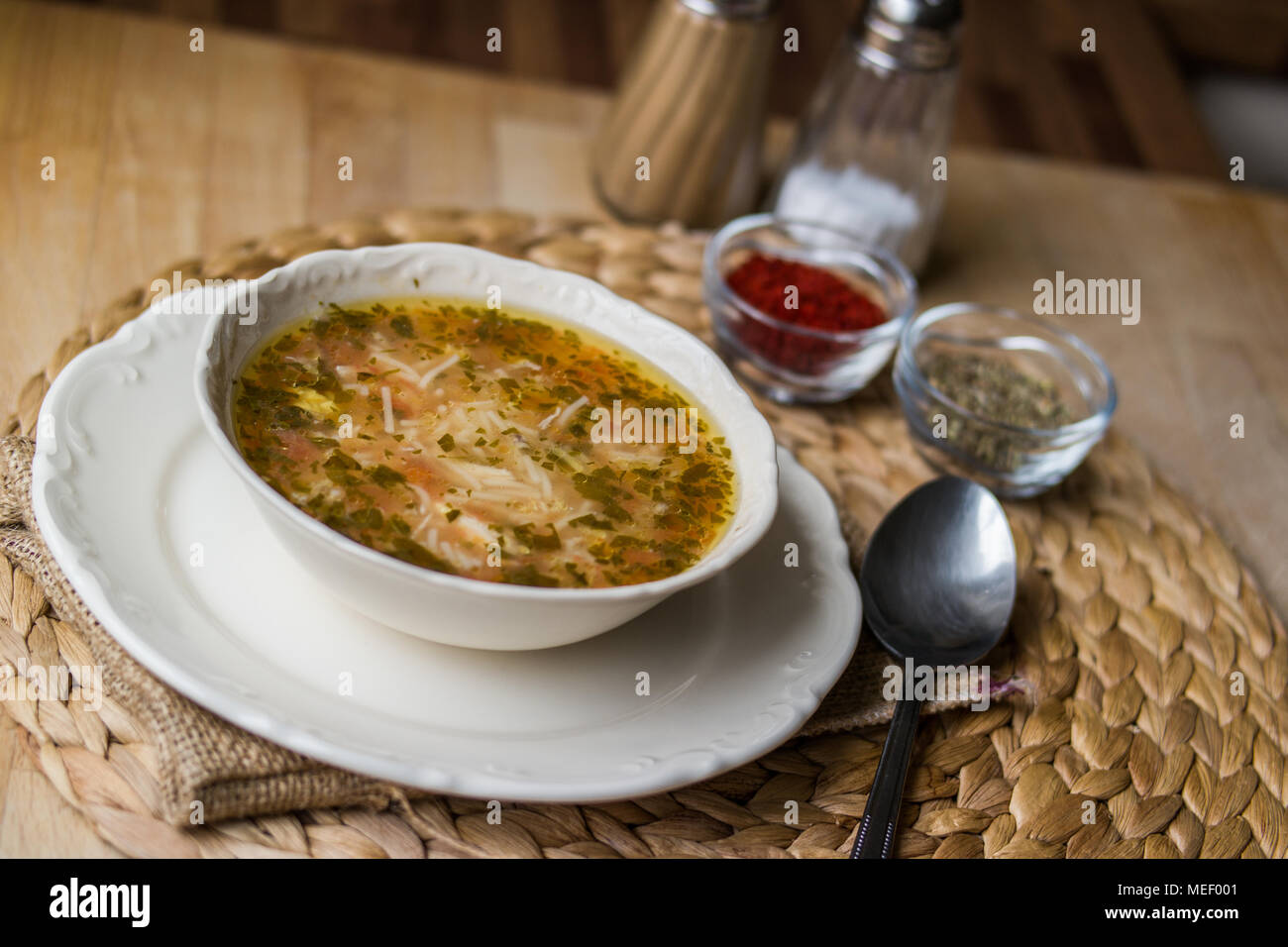 Chicken noodle soup turkish hi-res stock photography and images - Alamy