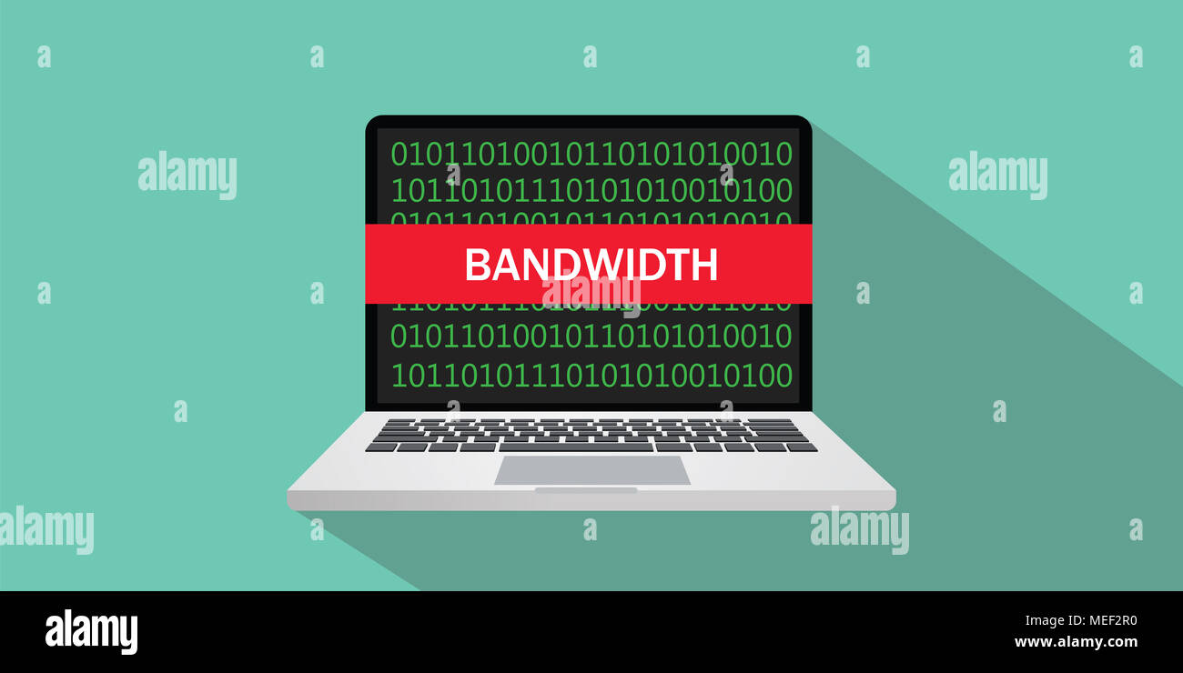 bandwidth concept sign illustration with laptop and text on the screen ...