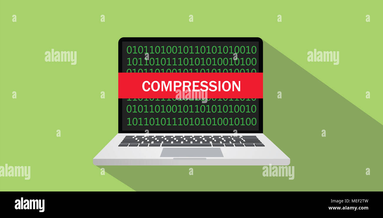 compression concept sign illustration with laptop and text on the ...