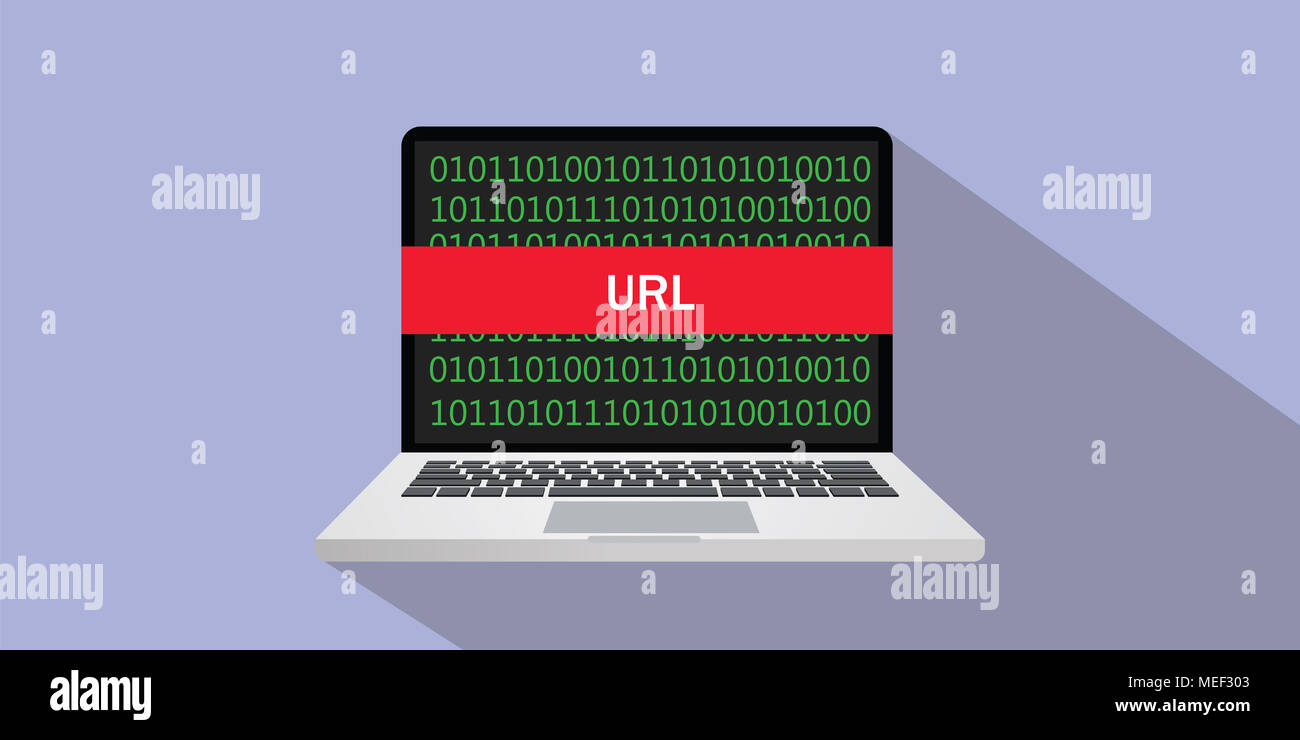 url concept sign illustration with laptop and text on the screen vector ...