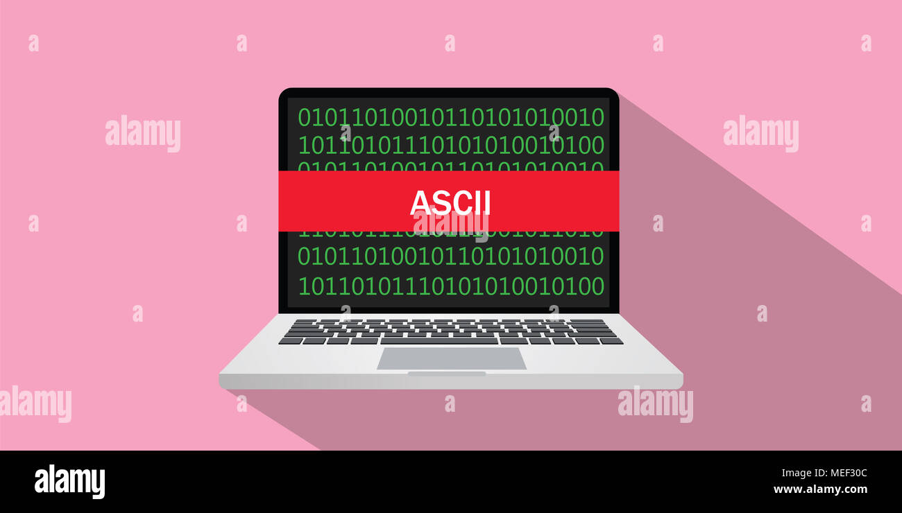 ascii concept sign illustration with laptop and text on the screen ...