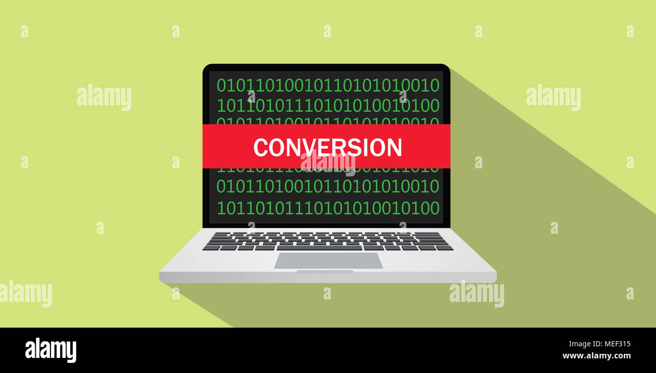 conversion concept sign illustration with laptop and text on the screen ...
