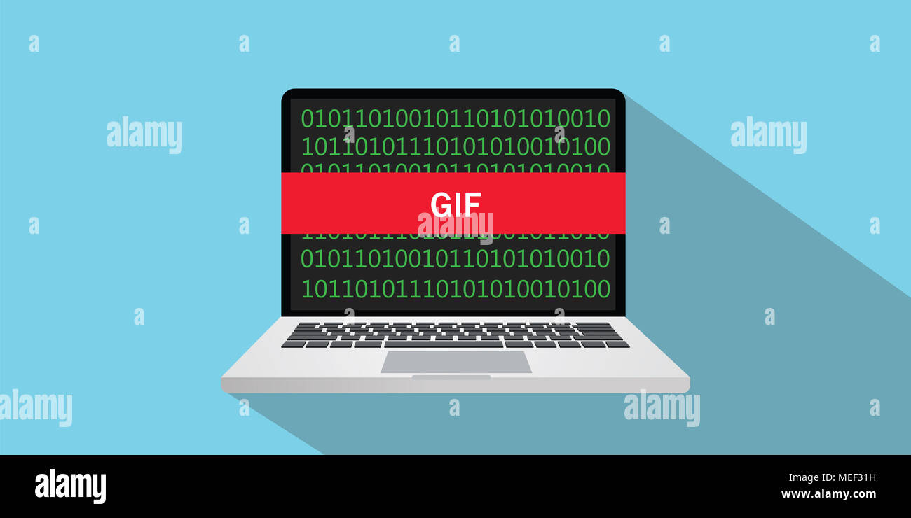 gif concept sign illustration with laptop and text on the screen vector ...