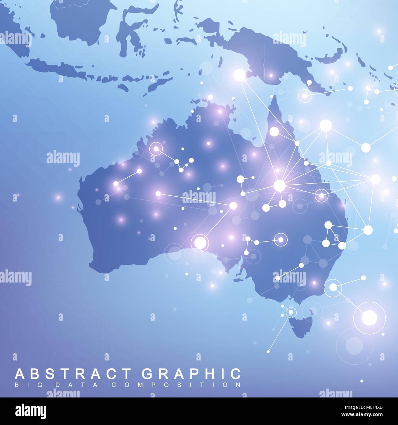 Abstract map of Australia country global network connection. Vector ...