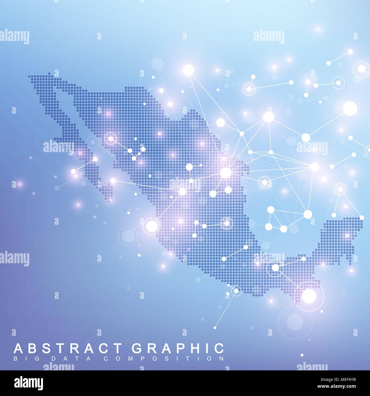 Abstract map of Mexico global network connection. Vector background ...