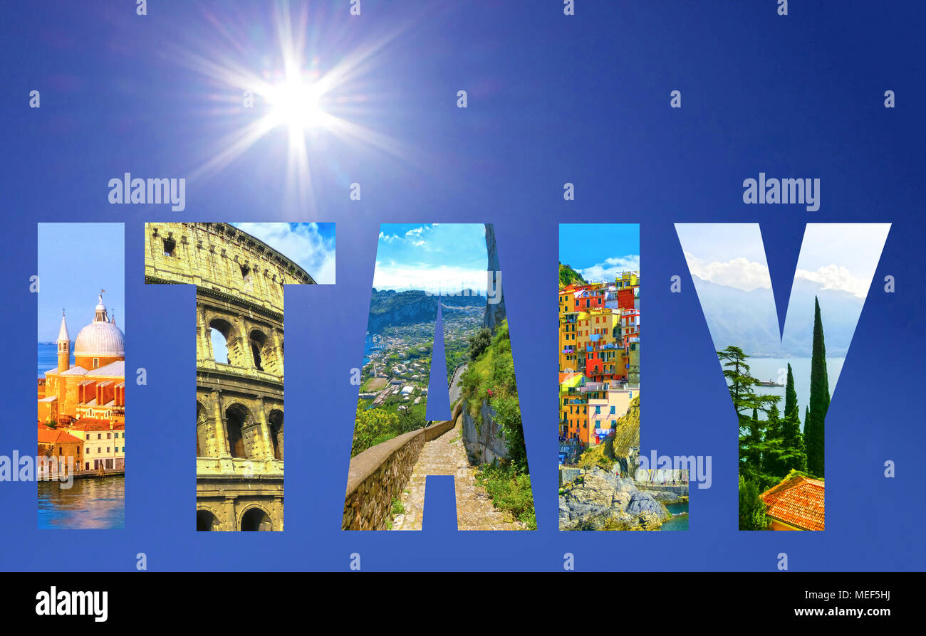 Italy italian travel collage hi-res stock photography and images - Alamy