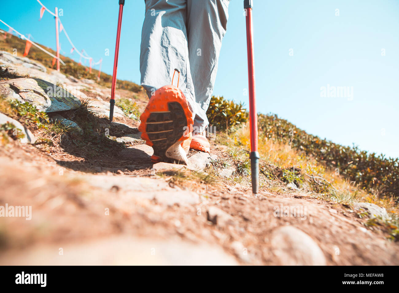 Young man tourist sticks hi-res stock photography and images - Alamy