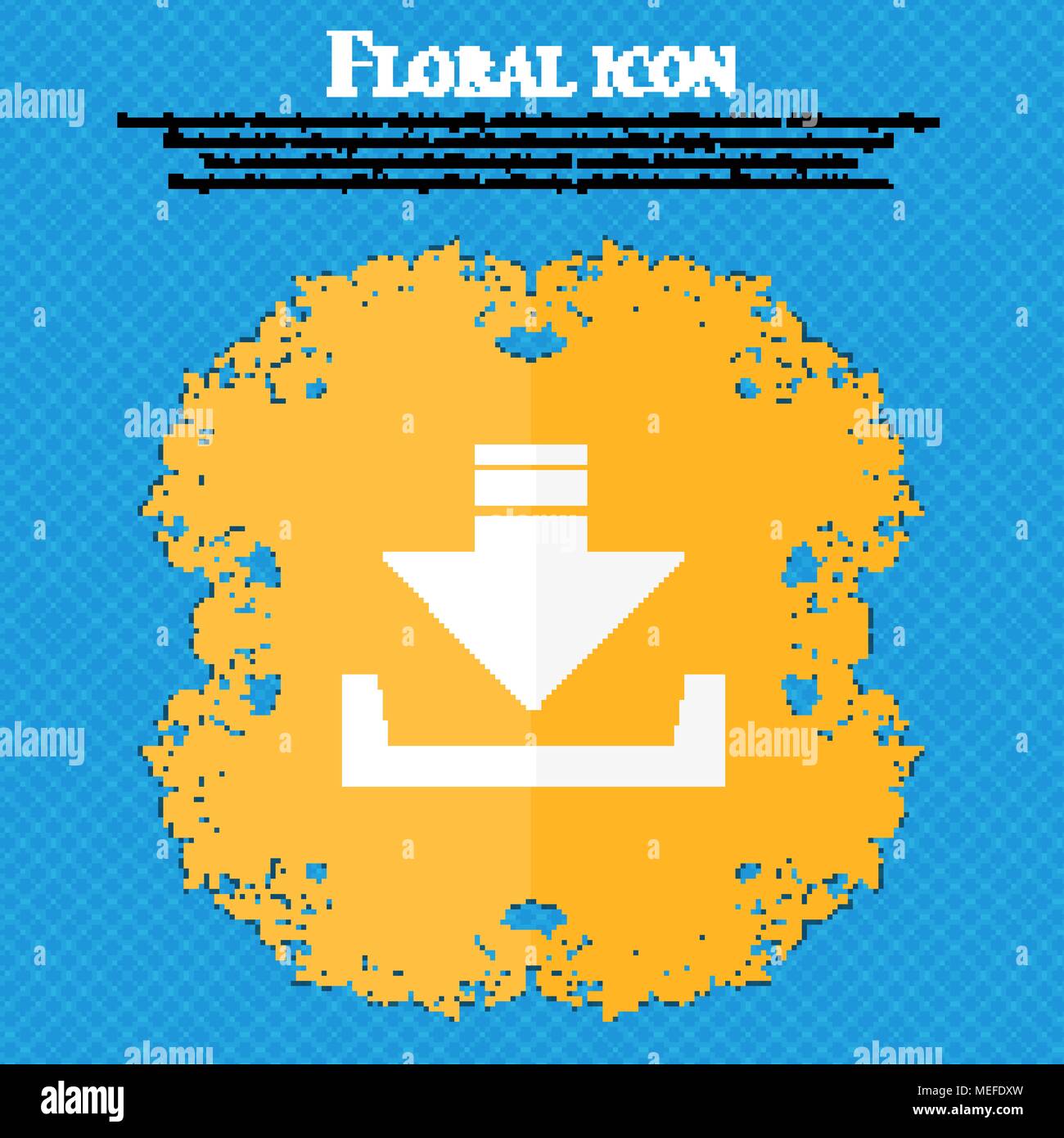 Restore icon. Floral flat design on a blue abstract background with ...